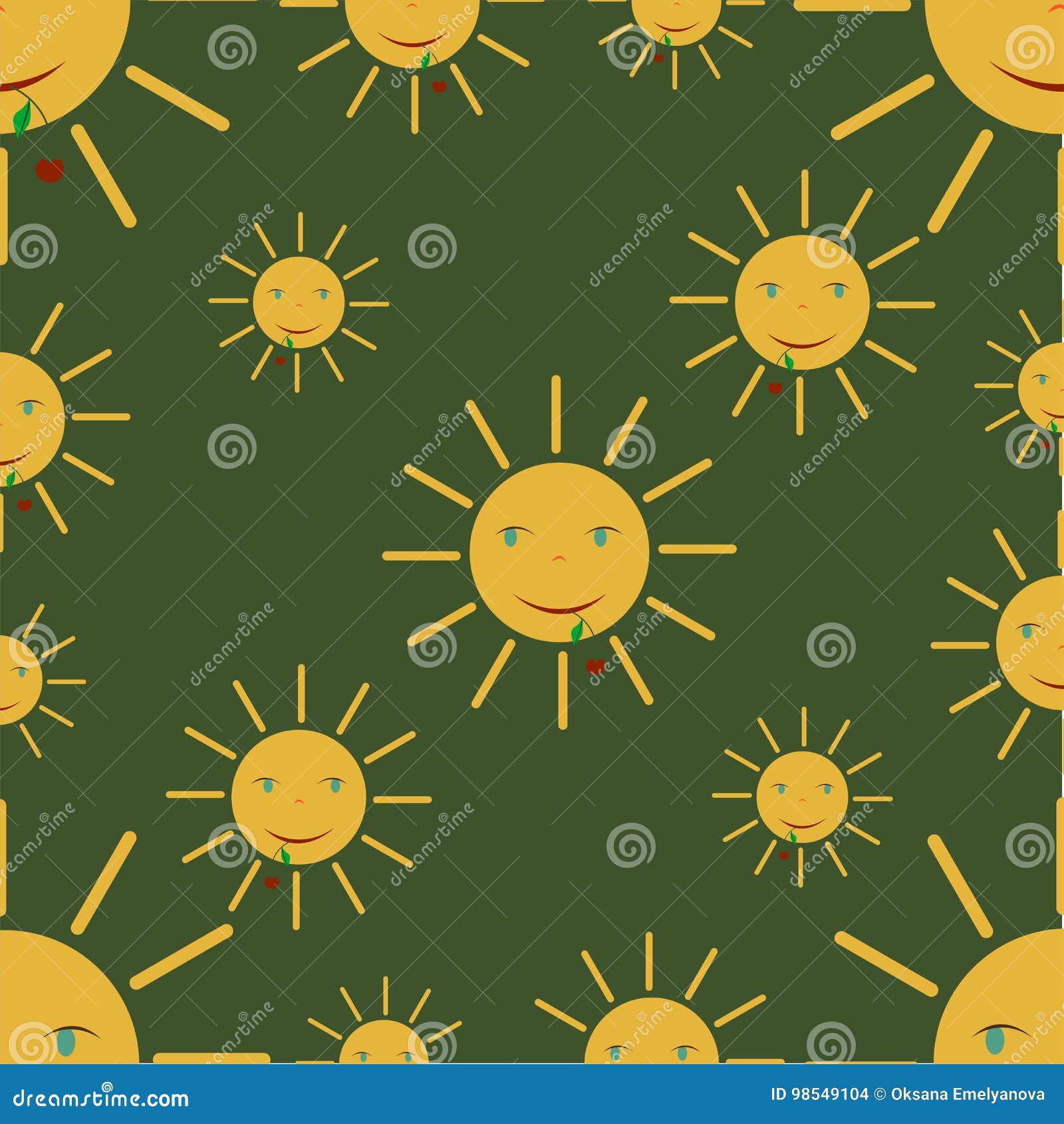 Pattern - Summer - Sun. stock illustration. Illustration of childish ...