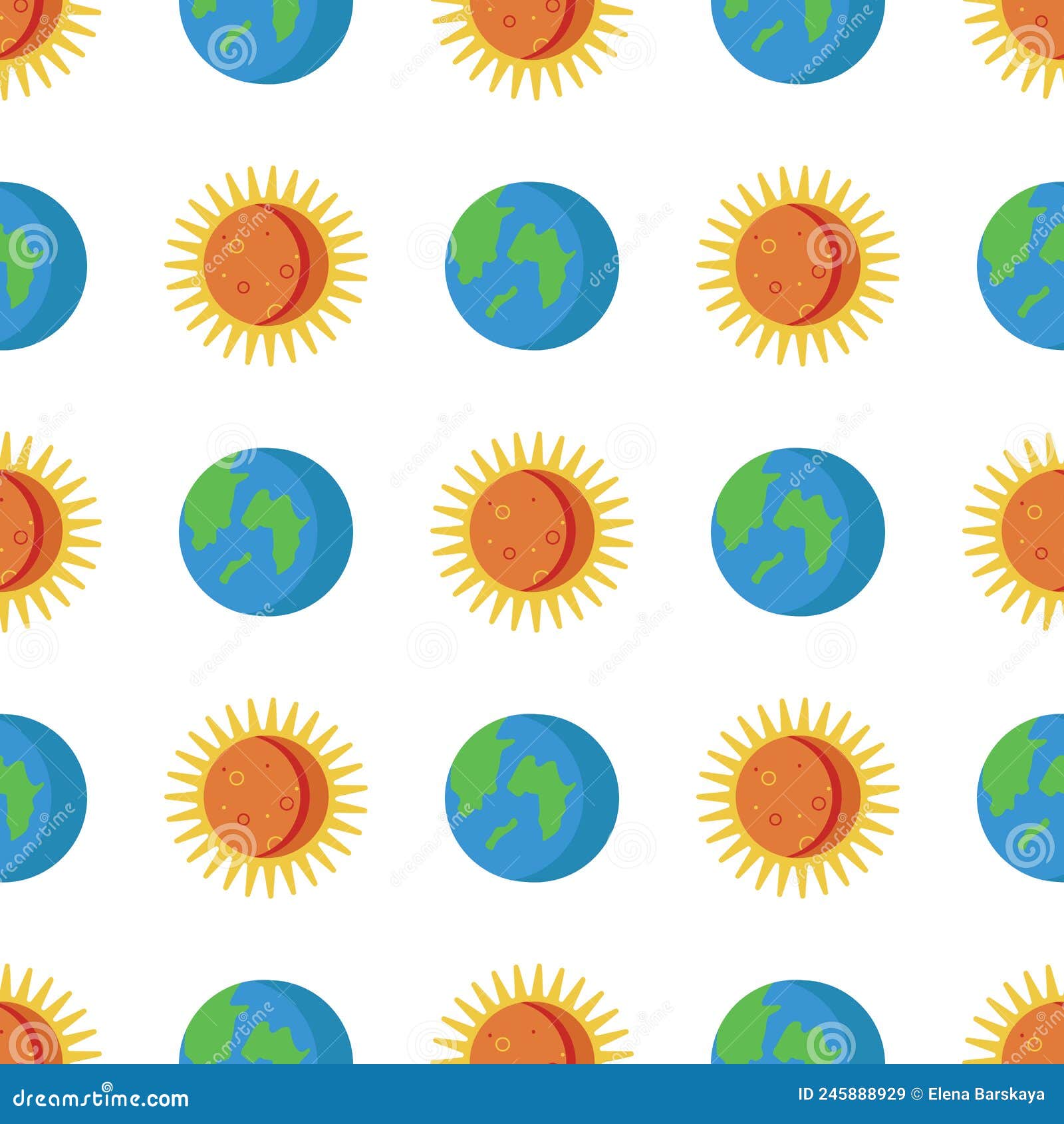 Pattern of Sun and Earth on White Background for Website Design Stock ...