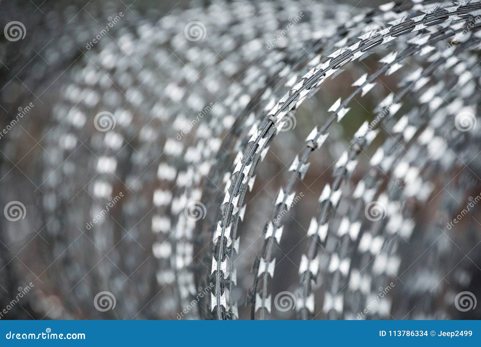 Pattern and Surface Shape of Coiled Barbed Wire. Stock Photo - Image of ...