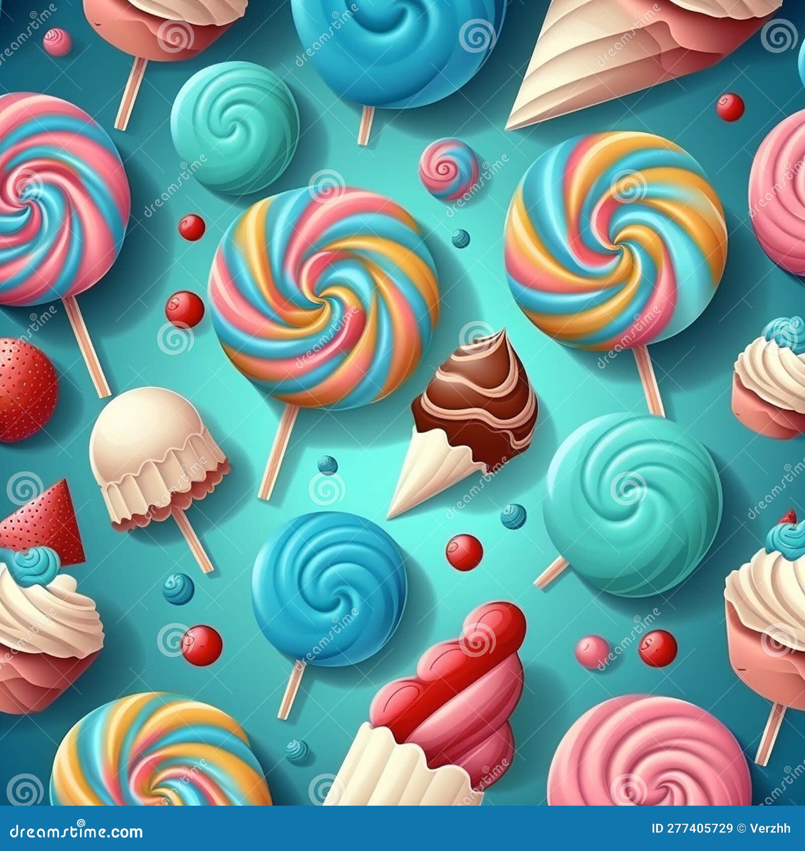 Pattern with Sweets from Sweets 1 Stock Illustration - Illustration of ...
