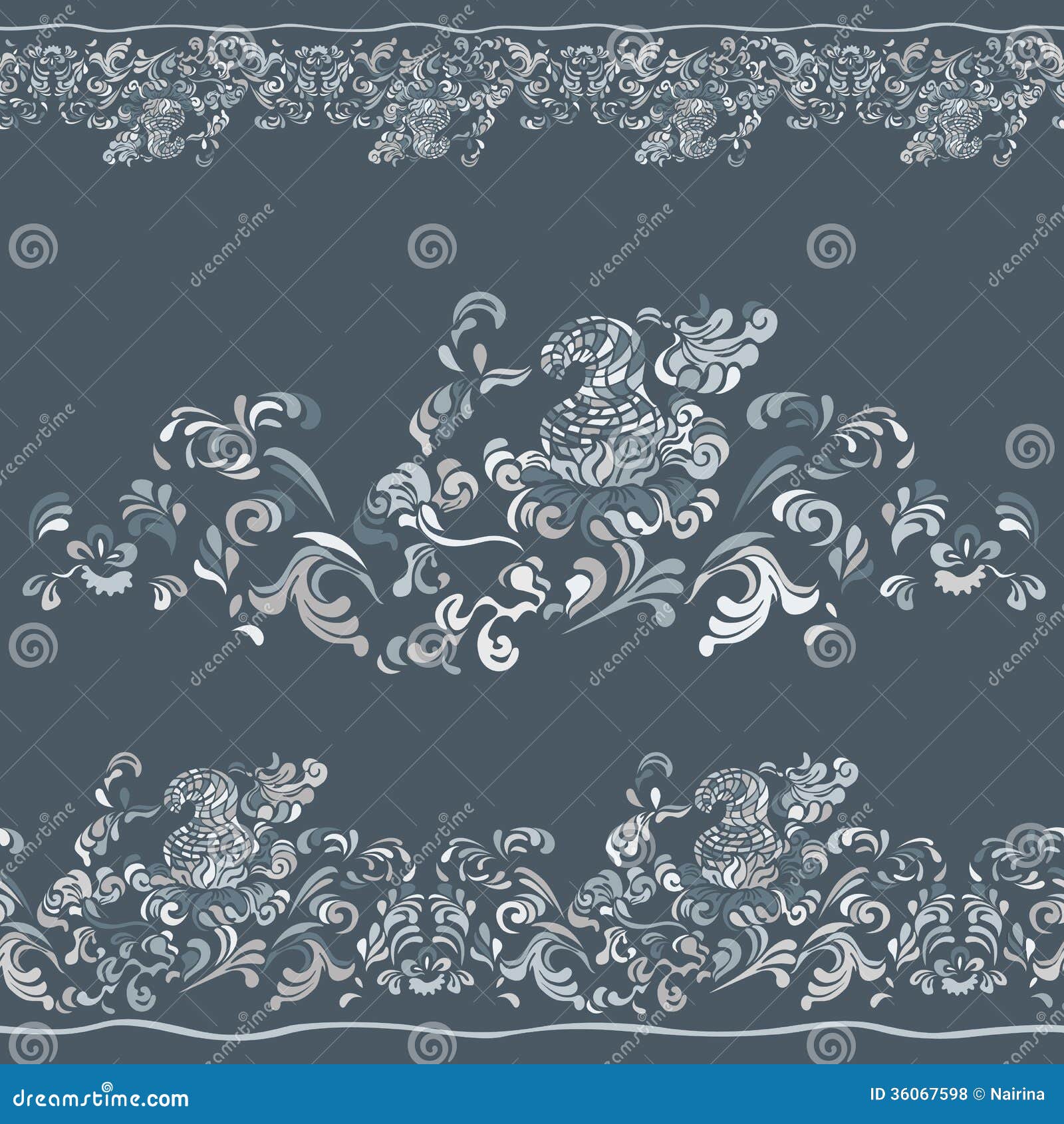 Pattern with Swirling Floral Ornament Stock Vector - Illustration of ...