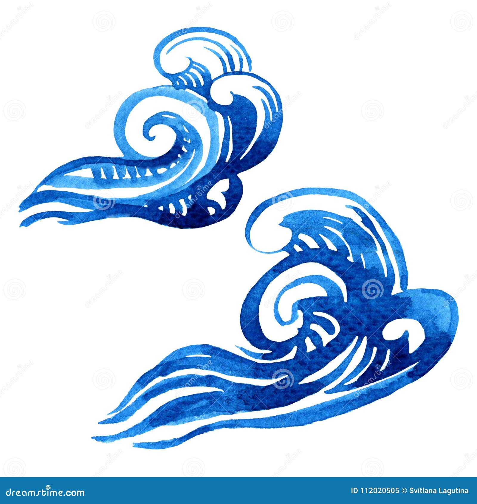 Pattern with Swirls and Waves of the Sea. Stock Illustration ...