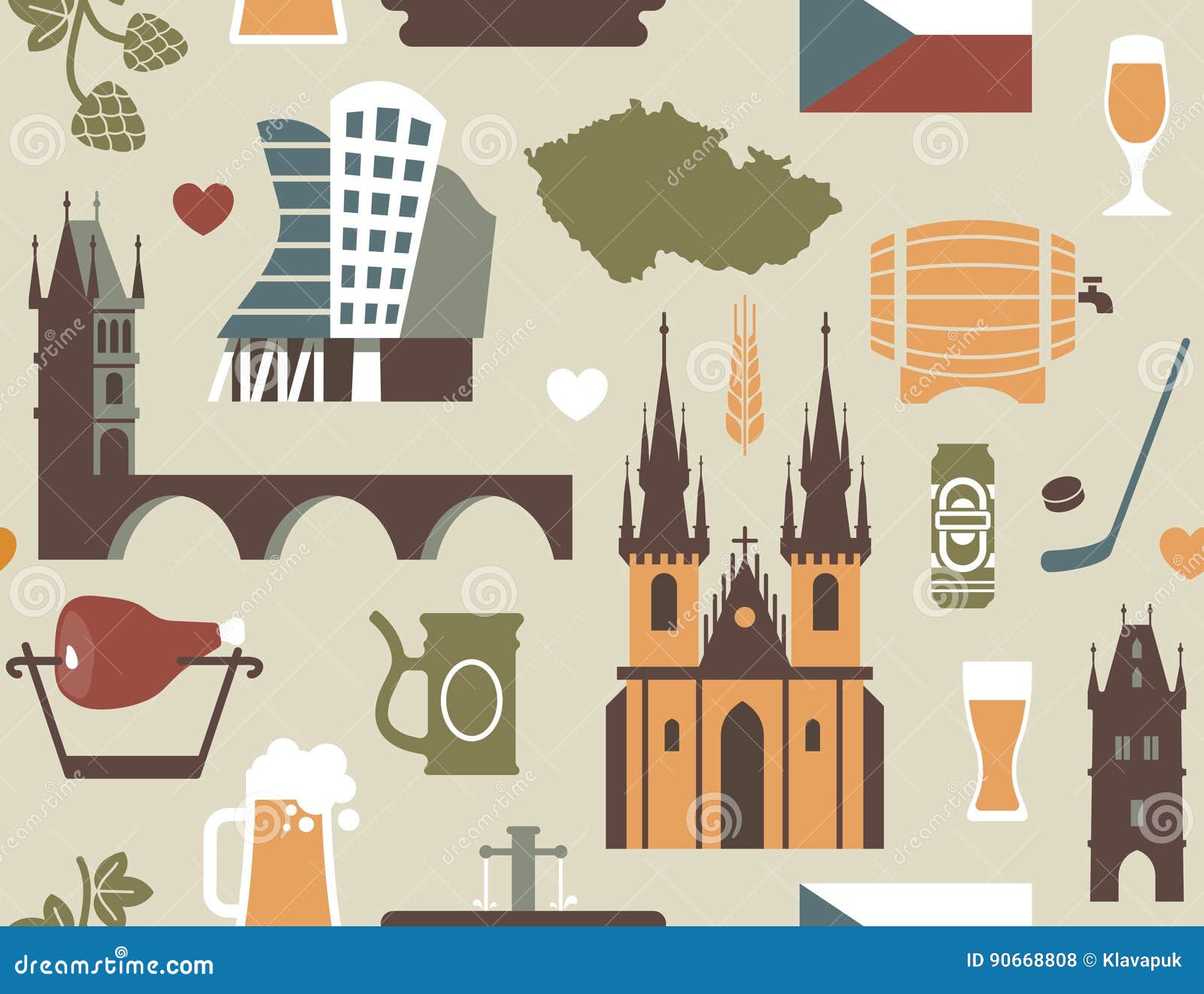 Pattern with Symbols of the Czech Republic Stock Vector - Illustration ...