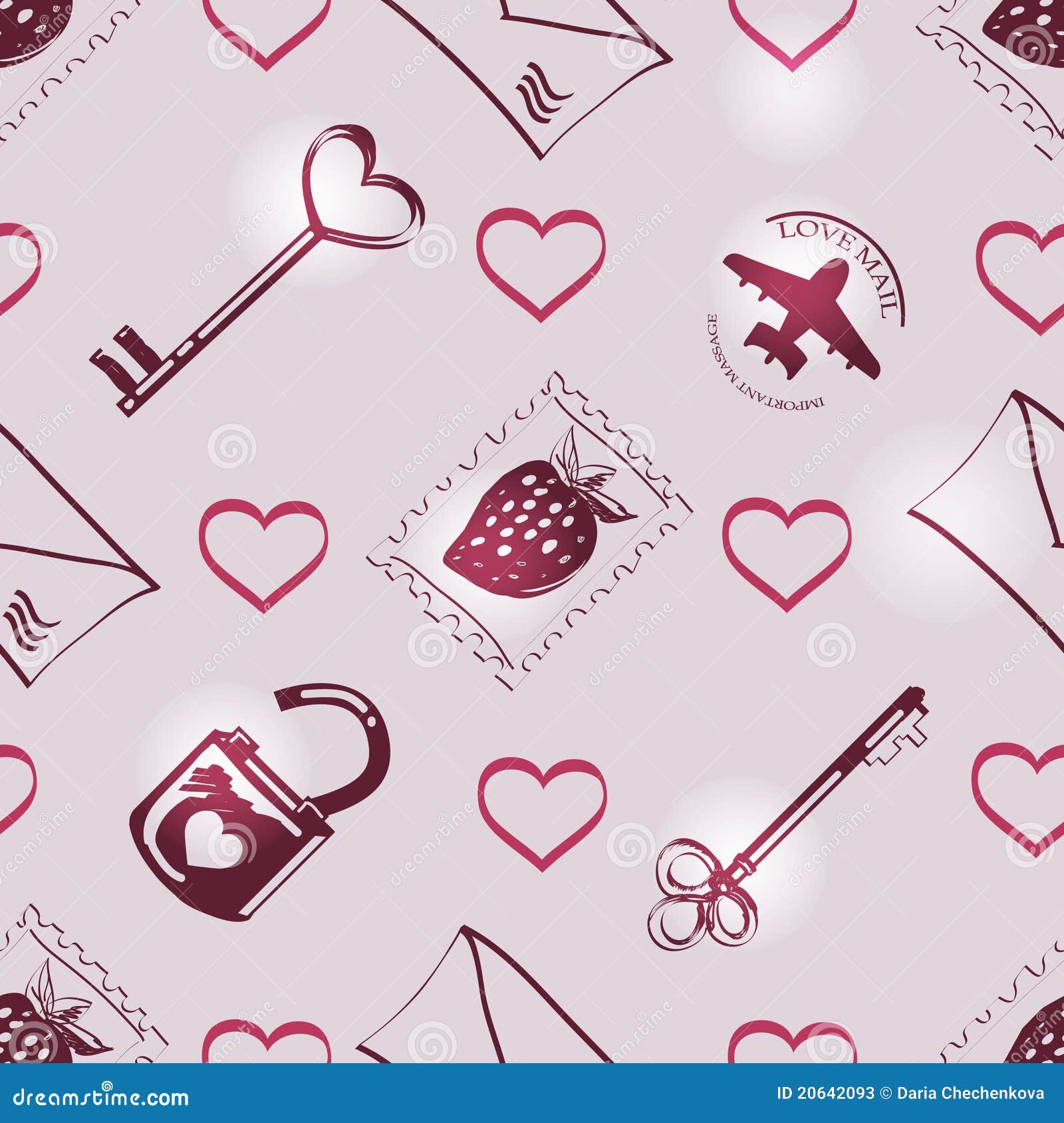 Pattern with Symbols of Love Stock Vector - Illustration of silhouette ...