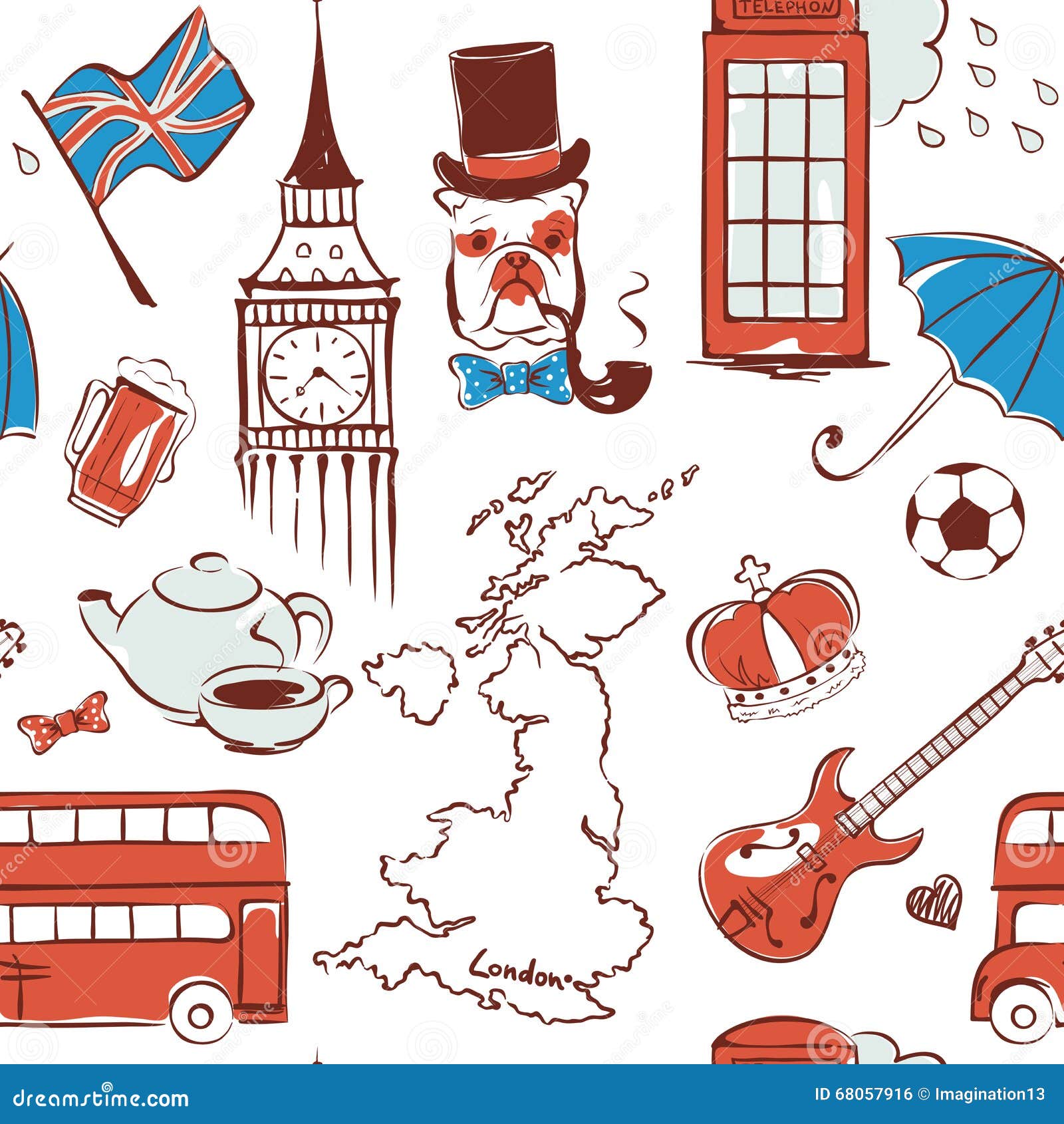 Pattern with Symbols of United Kingdom Stock Vector - Illustration of ...