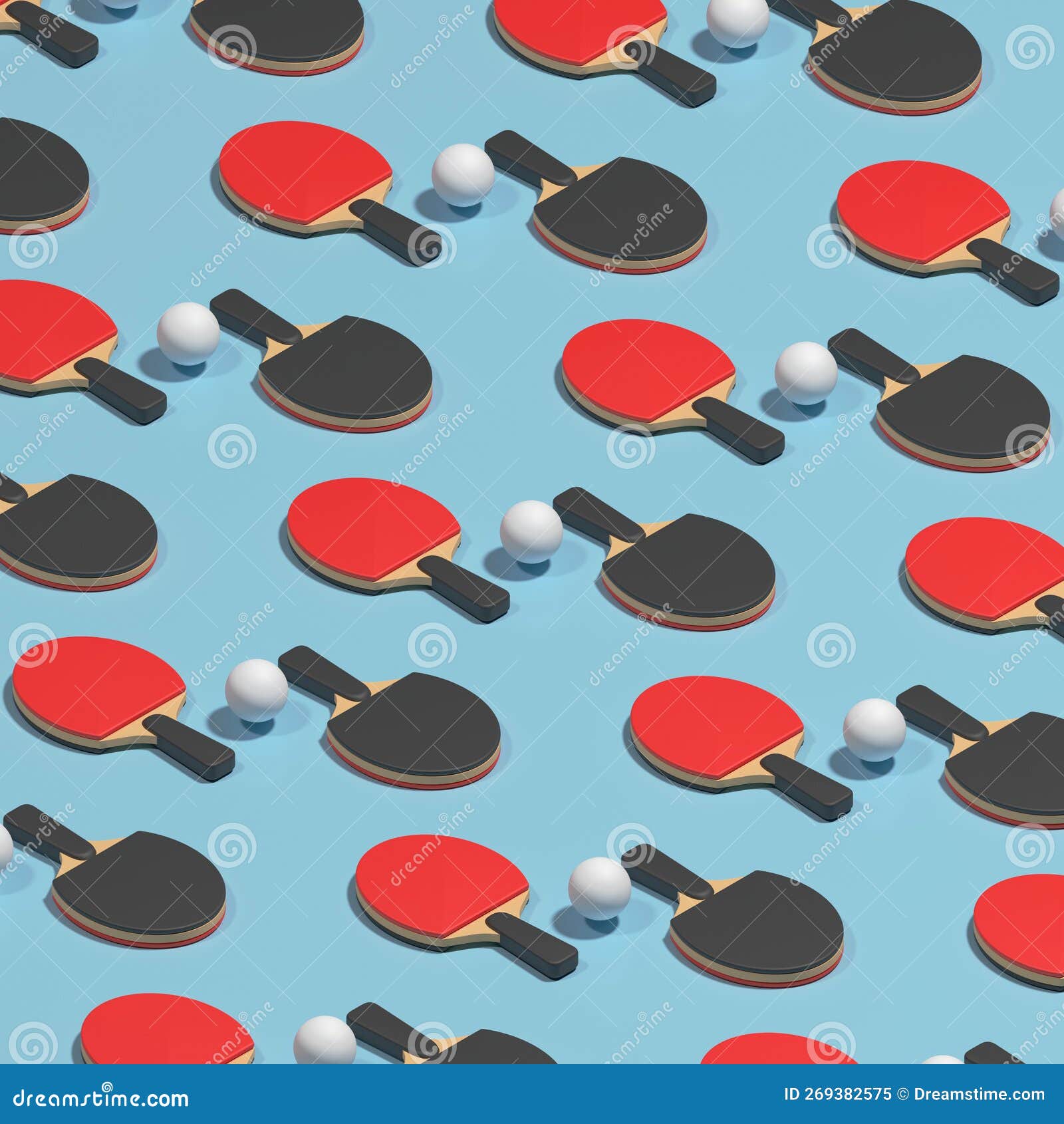 Pattern of Table Tennis or Ping Pong Racket Template with Ball on Blue ...