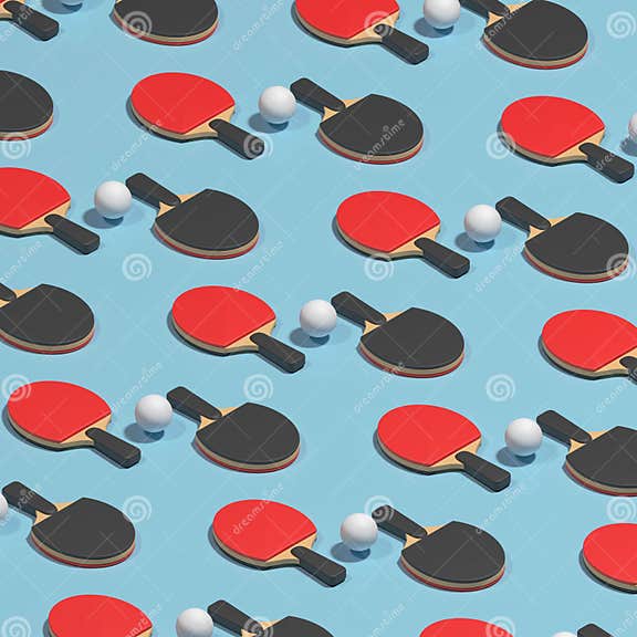 Pattern of Table Tennis or Ping Pong Racket Template with Ball on Blue ...