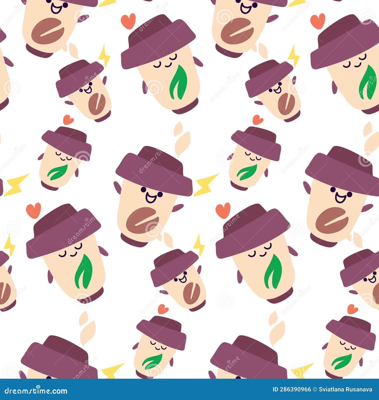 A Pattern of Takeaway Cups for Coffee and Tea. Cute Paper Cups with a ...