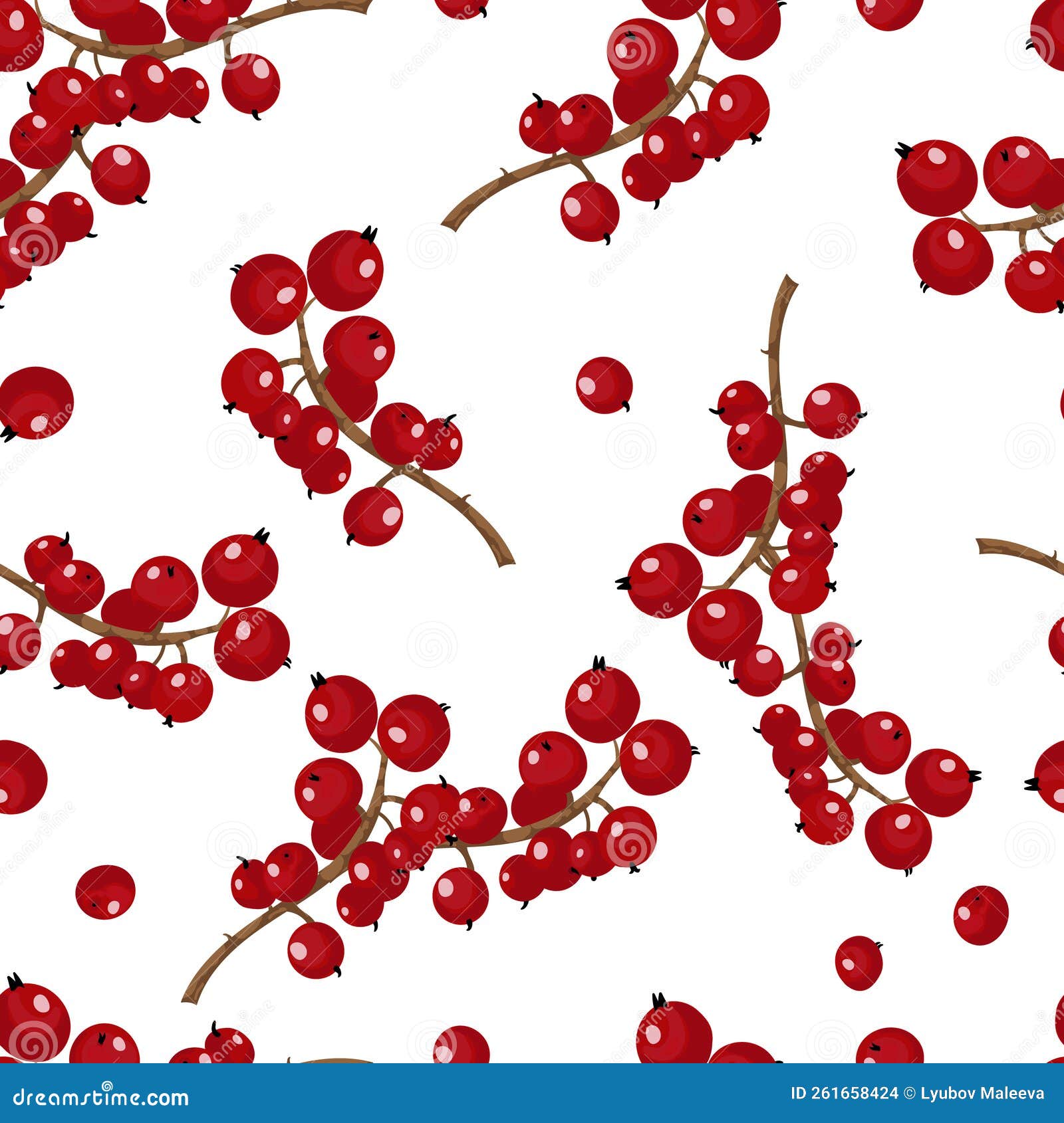 Pattern with Tassels of Red Berries Stock Vector - Illustration of ...