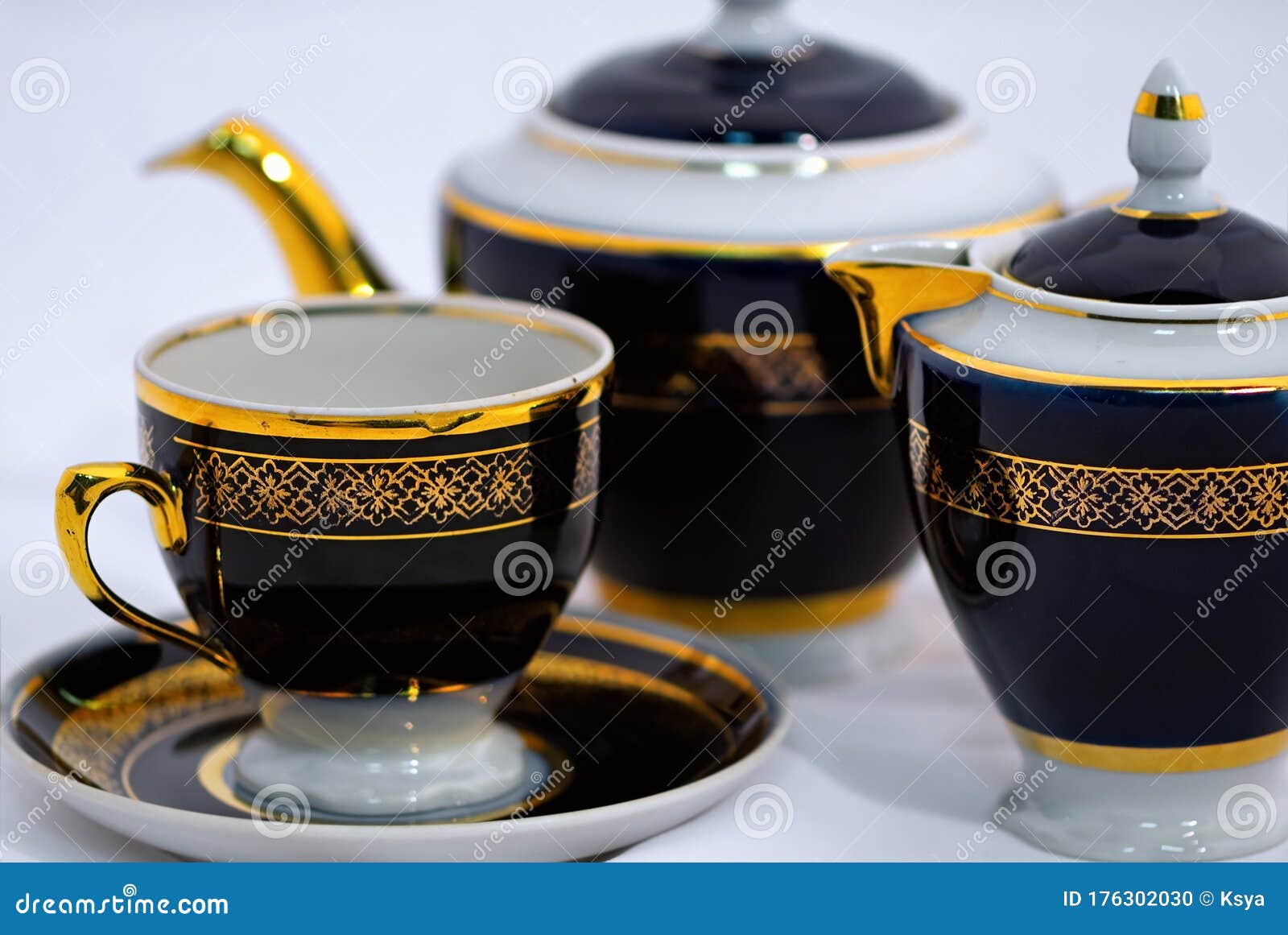 Pattern of the tea set stock photo. Image of herbal - 176302030
