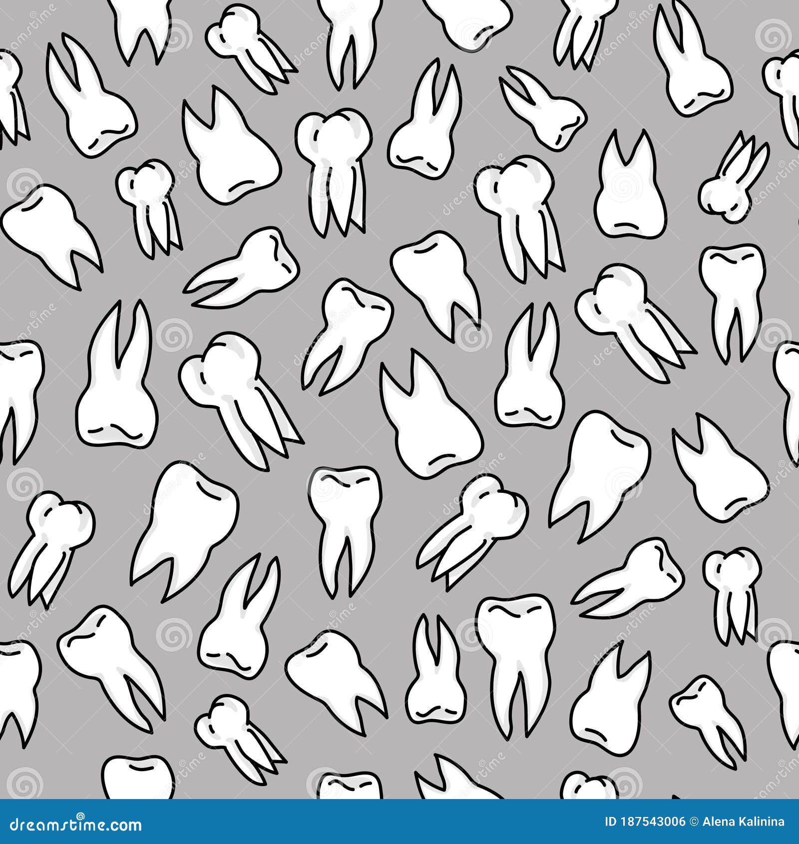 Pattern with Teeth on a Gray Background. Stock Vector - Illustration of ...