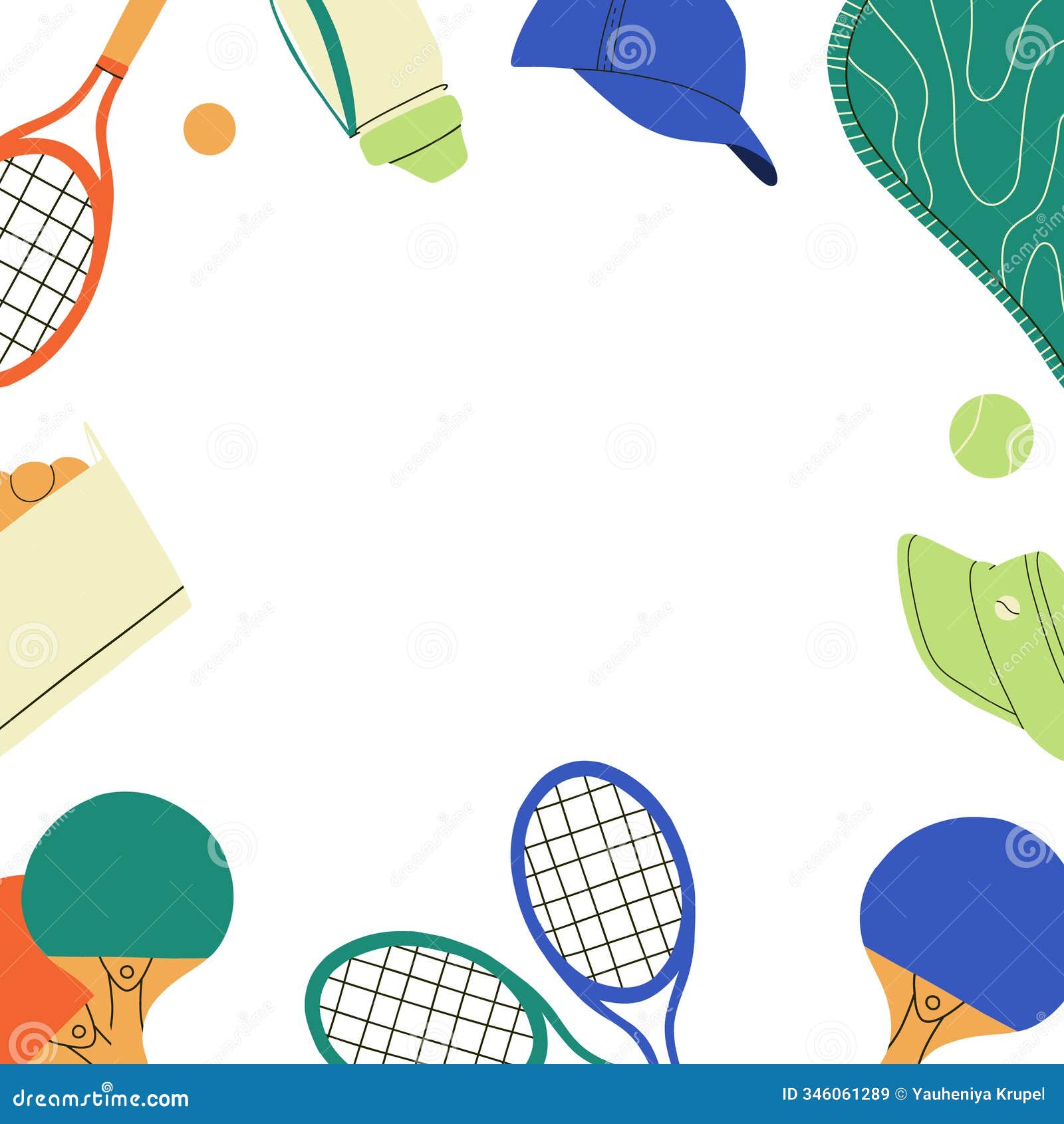 Pattern with Tennis. Frame with Tennis Elements with Place for Text ...