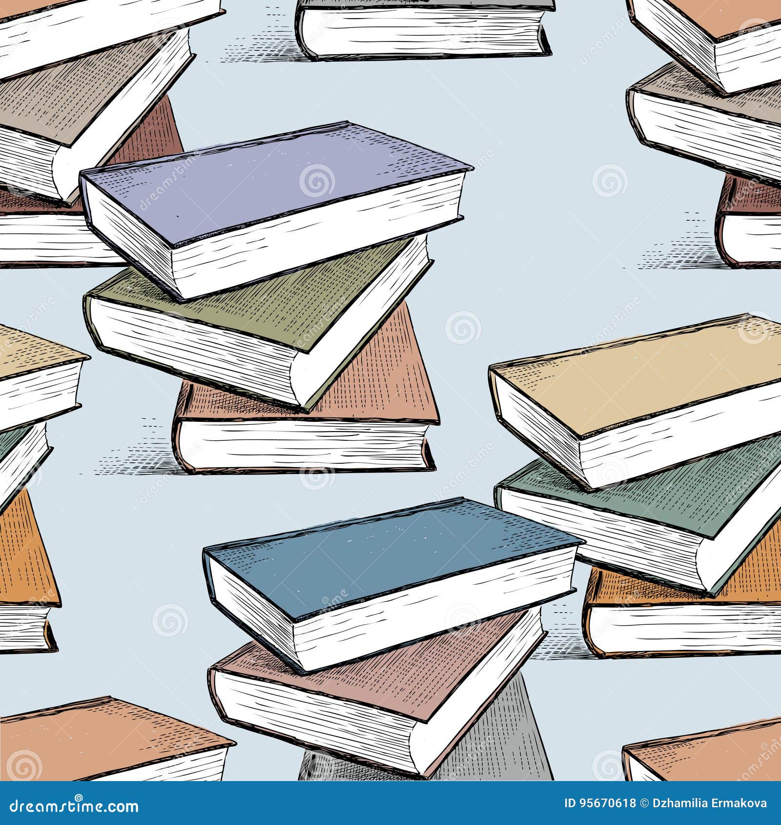 Pattern of the Textbooks Stacks Stock Vector - Illustration of pattern ...