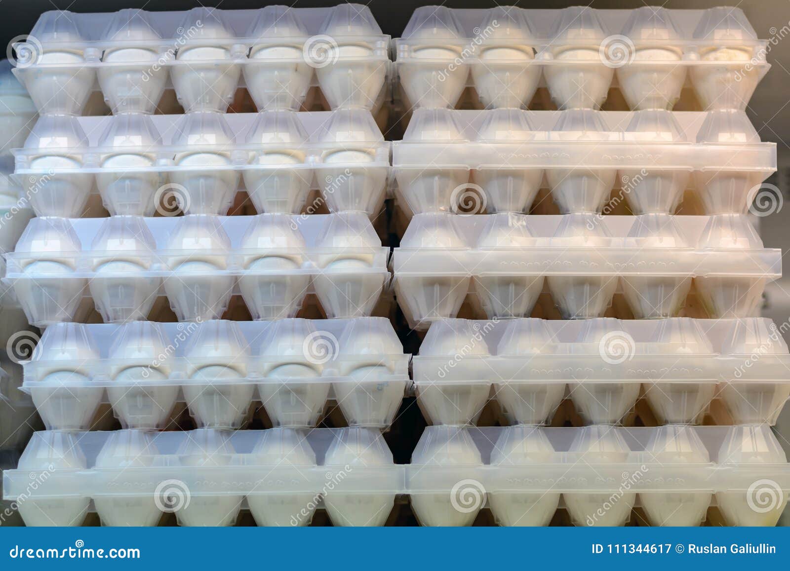 Pattern, Texture Dozens of Eggs in a Plastic Package on the Supermarket ...