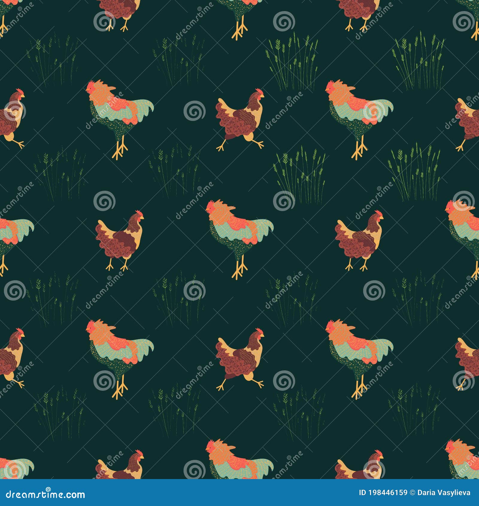 Pattern with Texture Images of Chickens Stock Vector - Illustration of ...