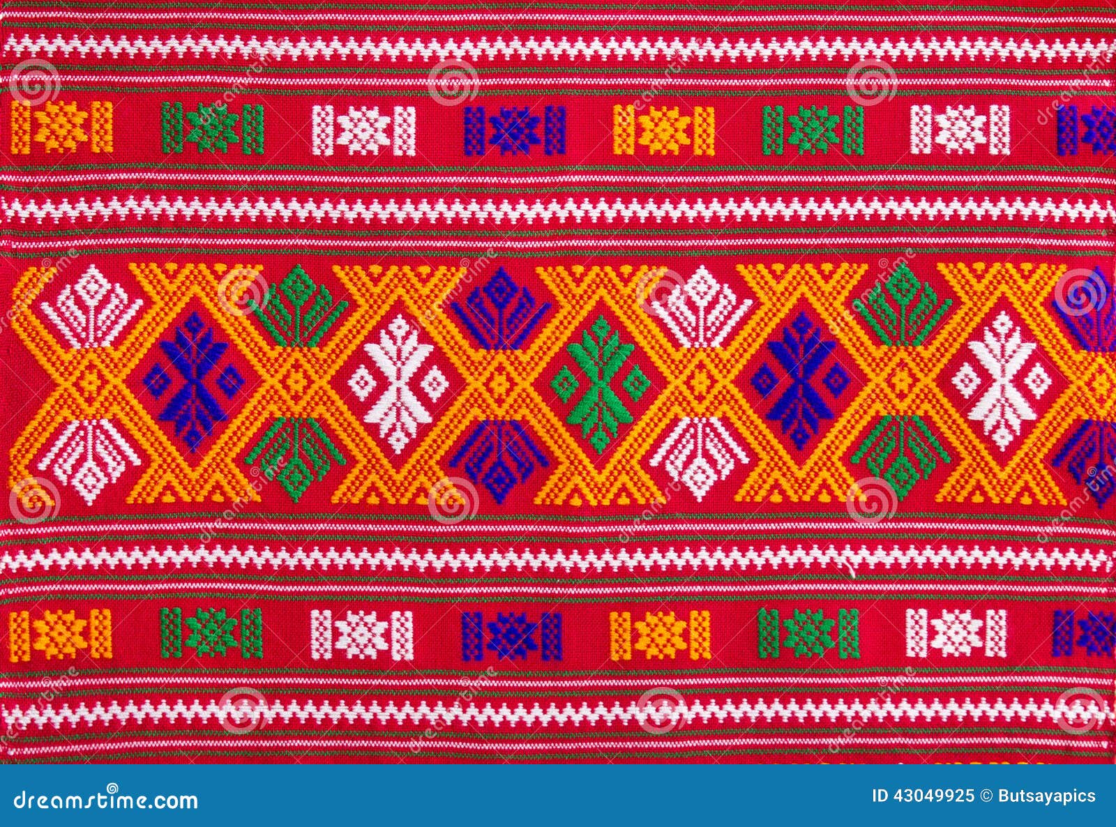 Pattern on Thai Fabric Texture. Stock Image - Image of closeup, linen ...