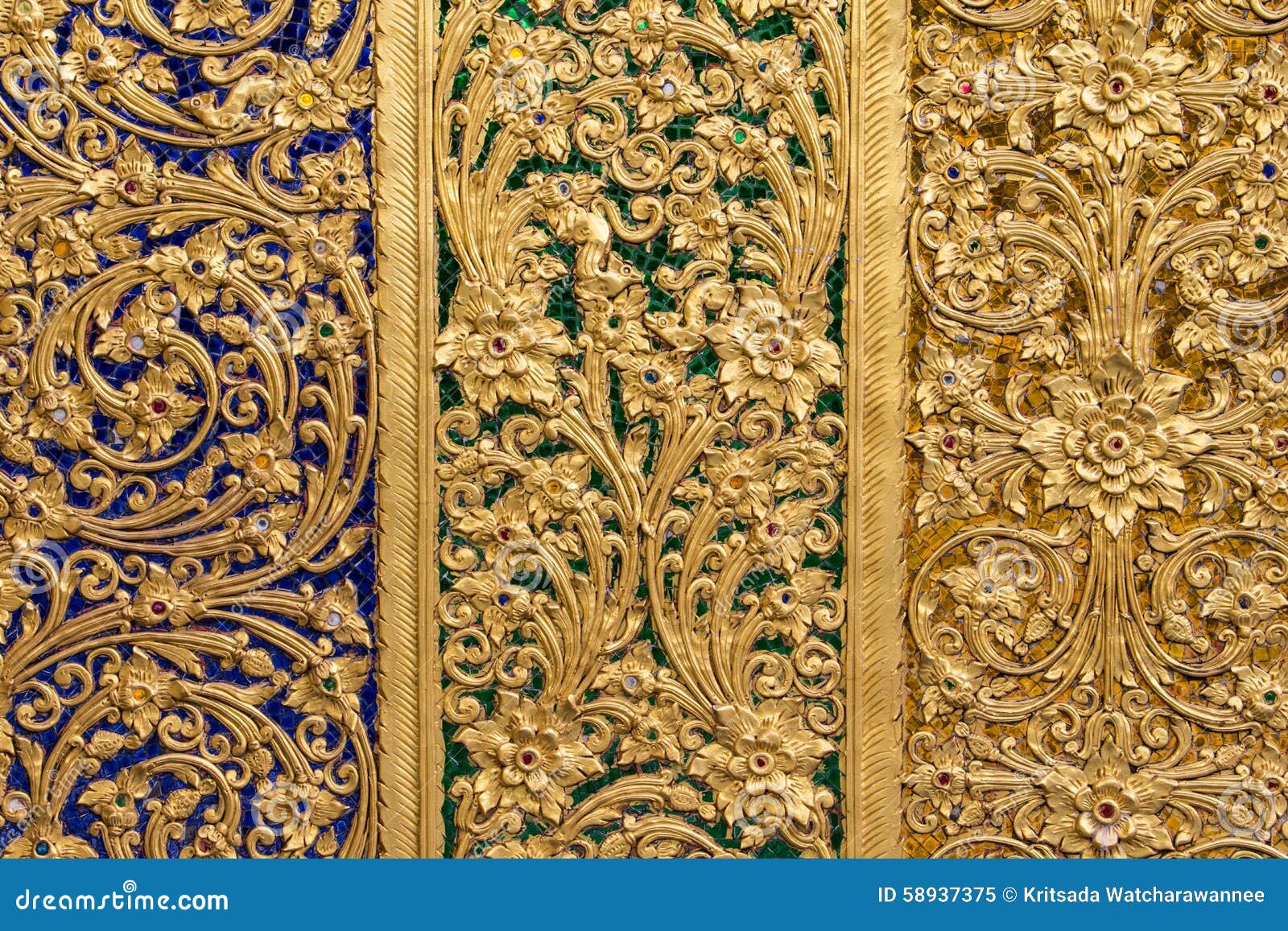 Pattern of Thai Temple Wall Stock Image - Image of scene, gold: 58937375