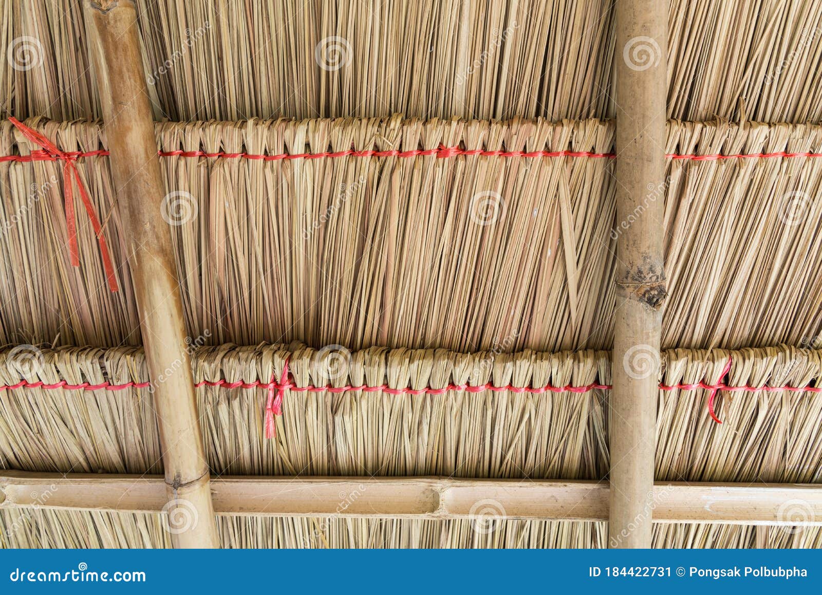 The Pattern of the Thatched Roof with the Bamboo Frame Stock Image ...
