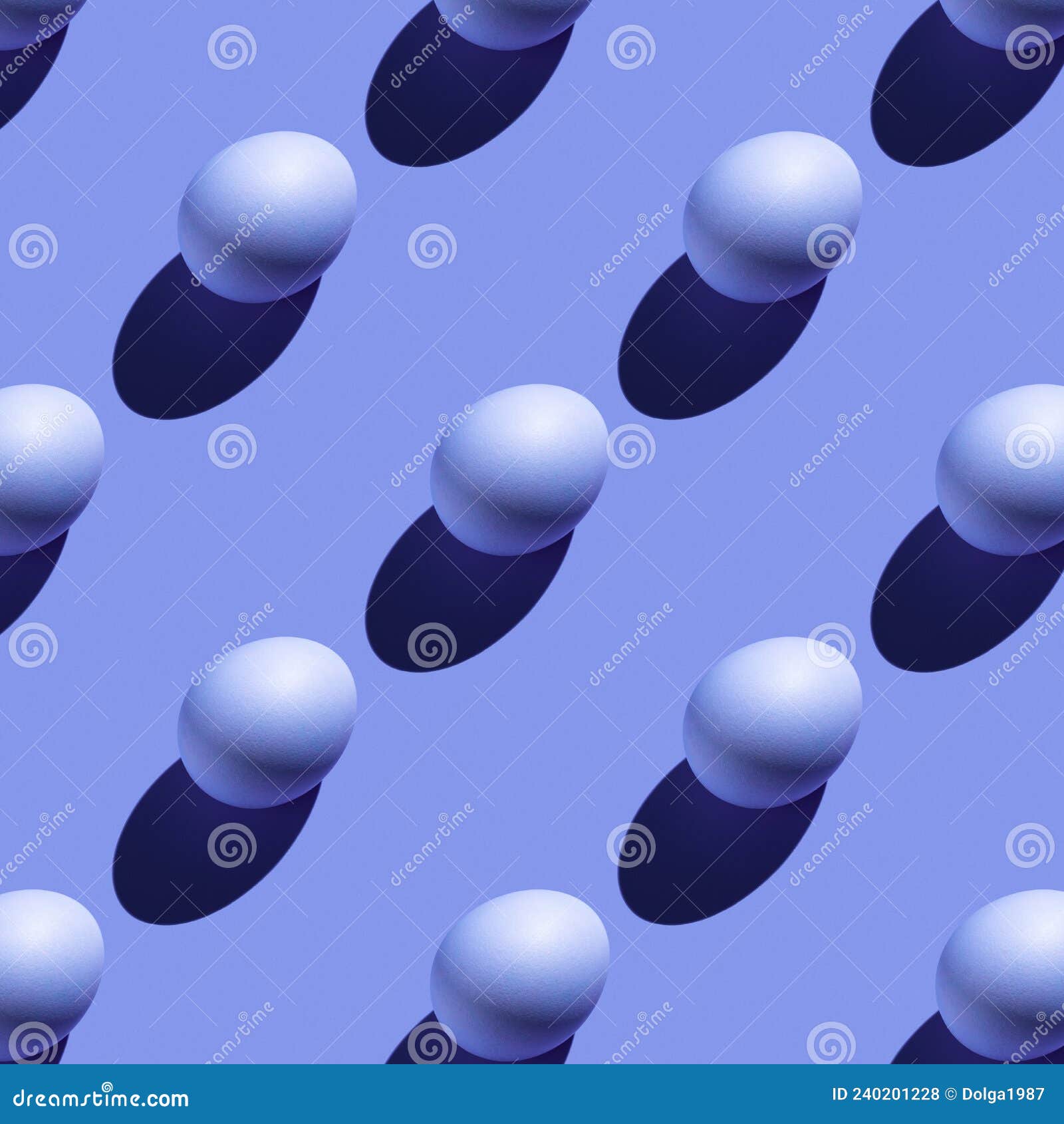 The Pattern of Their Blue Eggs with a Hard Shadow Arranged Diagonally on a Blue Background ...