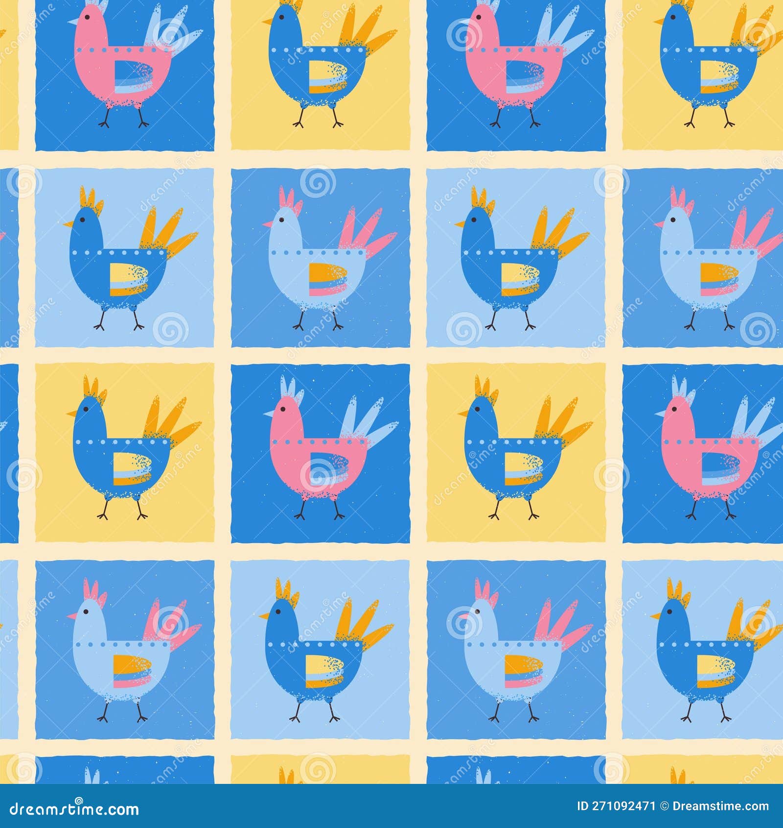 Pattern on the Theme of Animals. Square Template with a Bird Chicken in ...