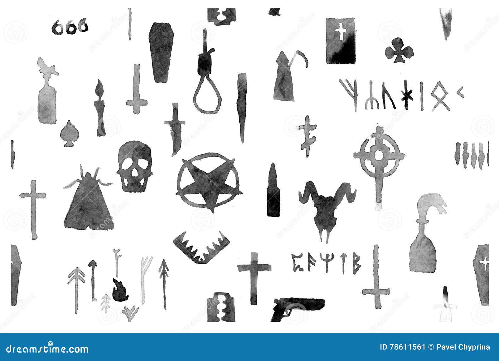 The Pattern on the Theme of Death Stock Illustration - Illustration of ...
