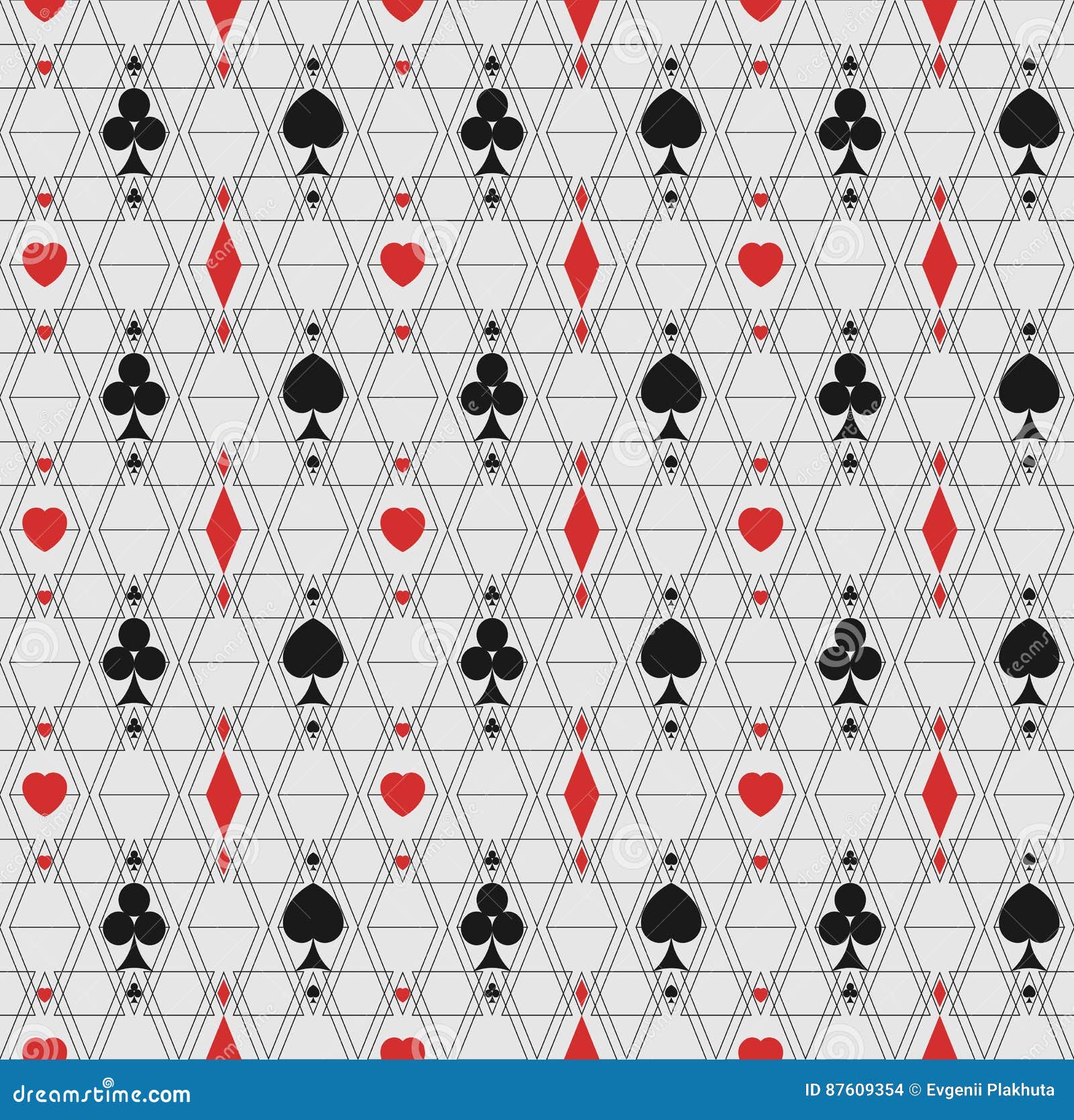 Pattern of Thin Lines and Symbols of Playing Cards. Stock Vector ...