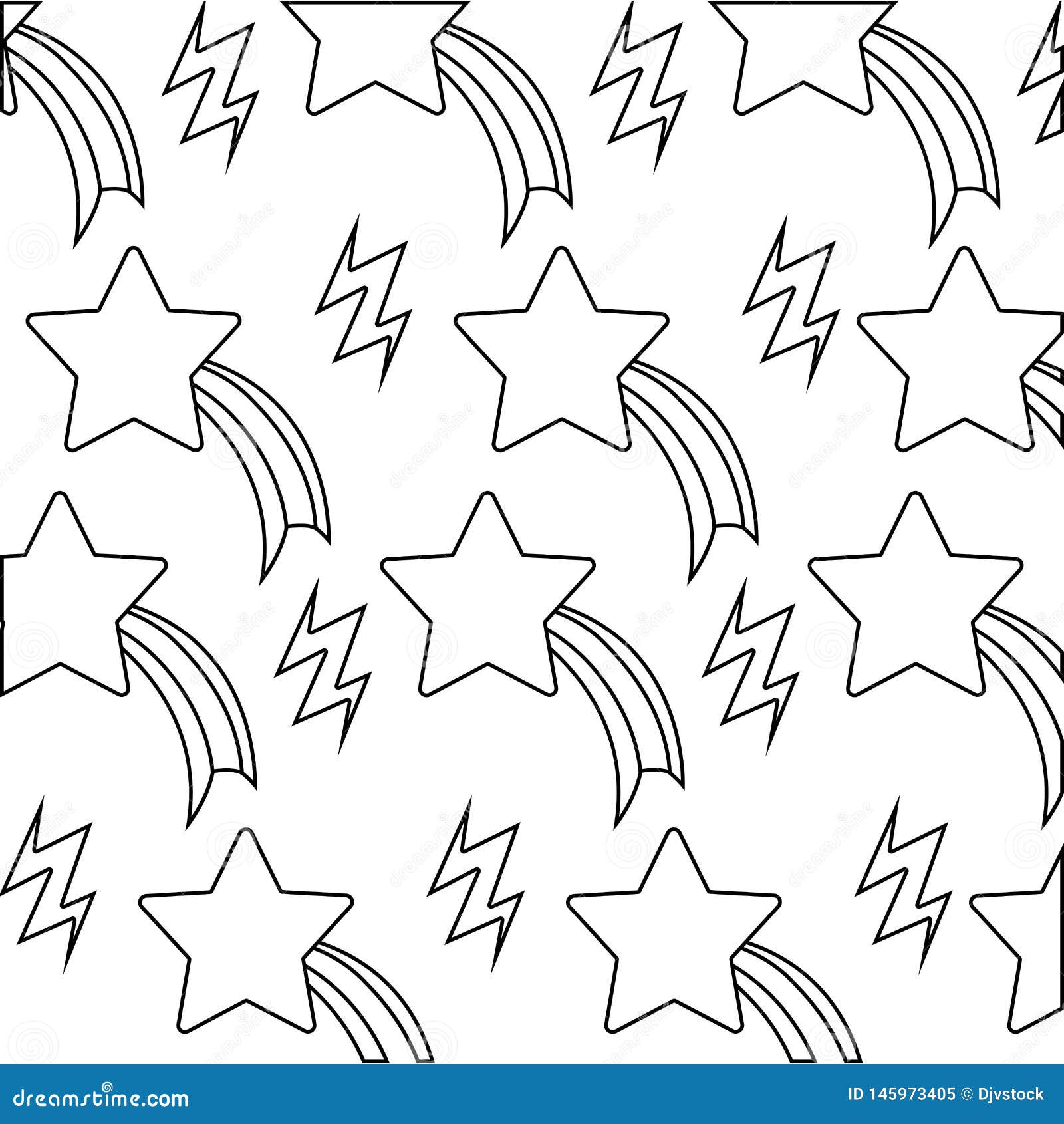 Pattern of Thunderbolts and Shooting Stars Stock Illustration ...