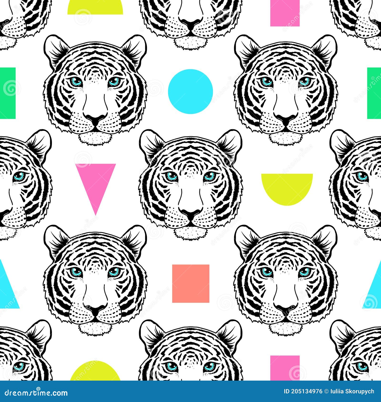 Pattern with tiger muzzle stock vector. Illustration of background ...