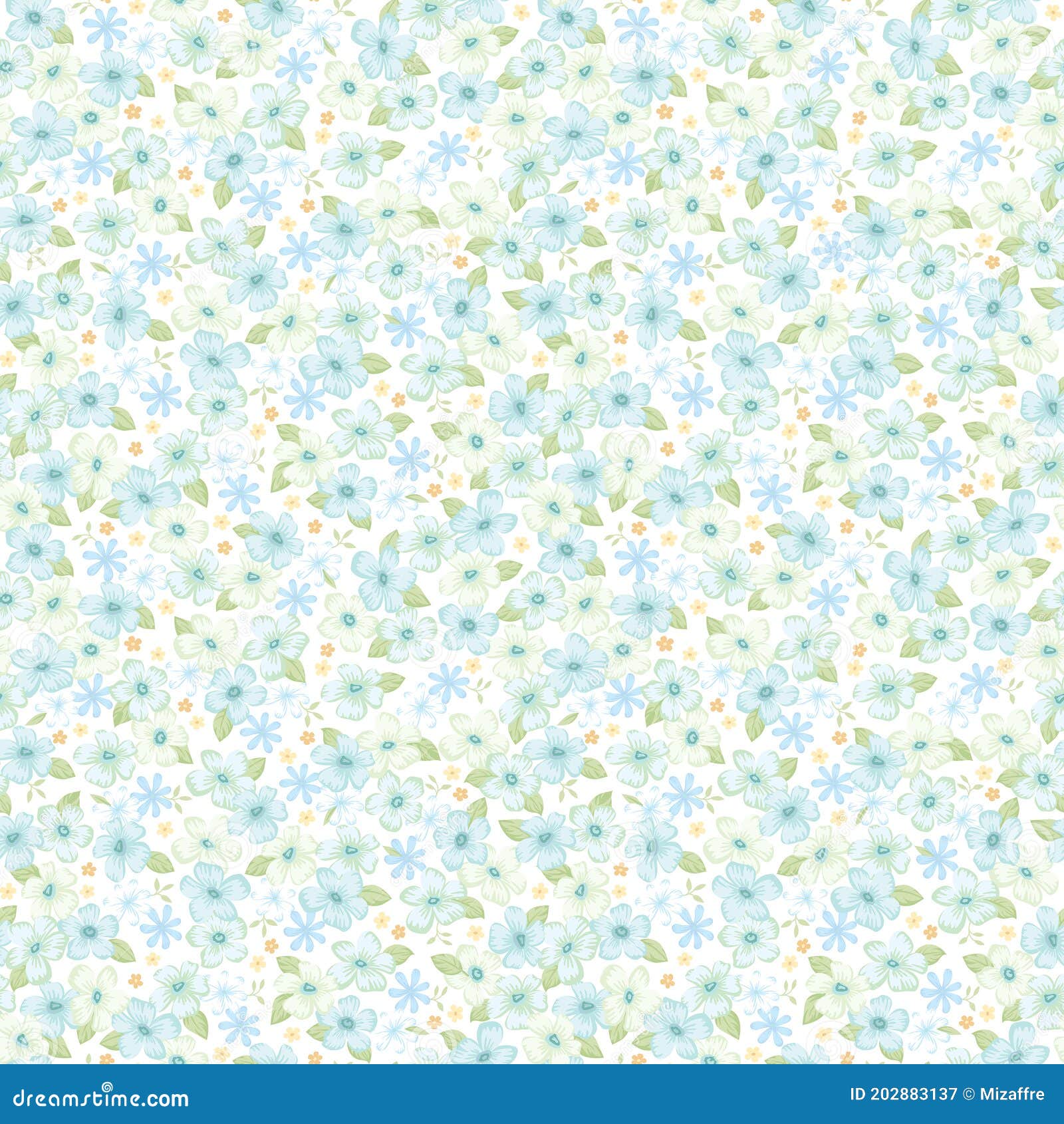 Seamless Tiny Light Mint Flower, Light Blue Flower, Light Green Flower ...
