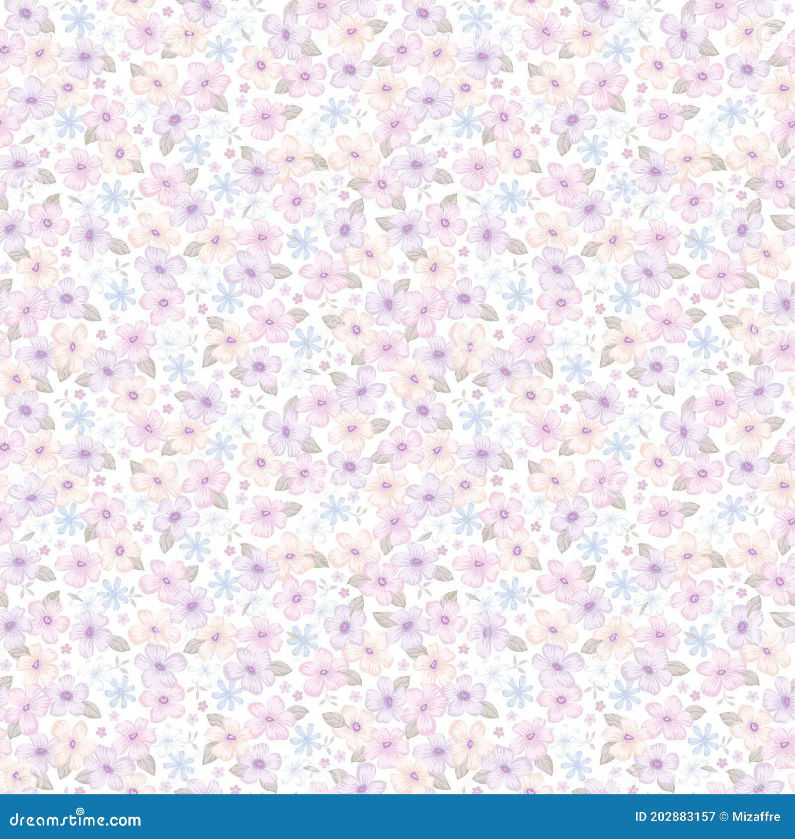 Seamless Tiny Light Purple Flower, Light Pink Flower, Light Peach ...