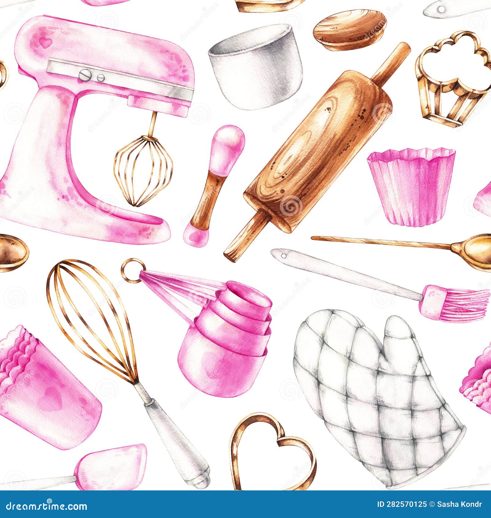 Pattern of Tools for Baking on a White Background Stock Illustration ...