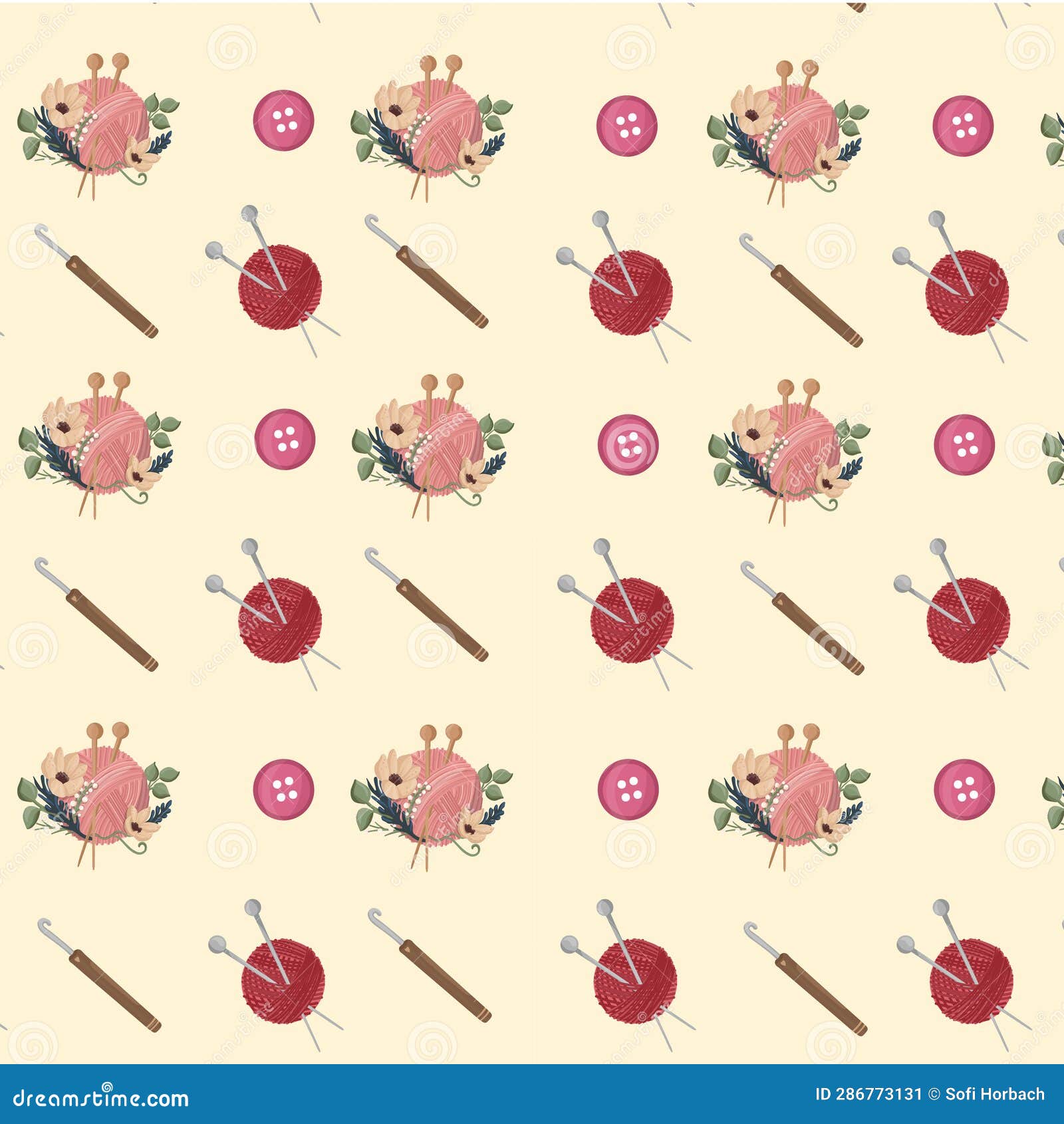 Pattern with Tools for Knitting and Tailoring. Vector Illustration ...
