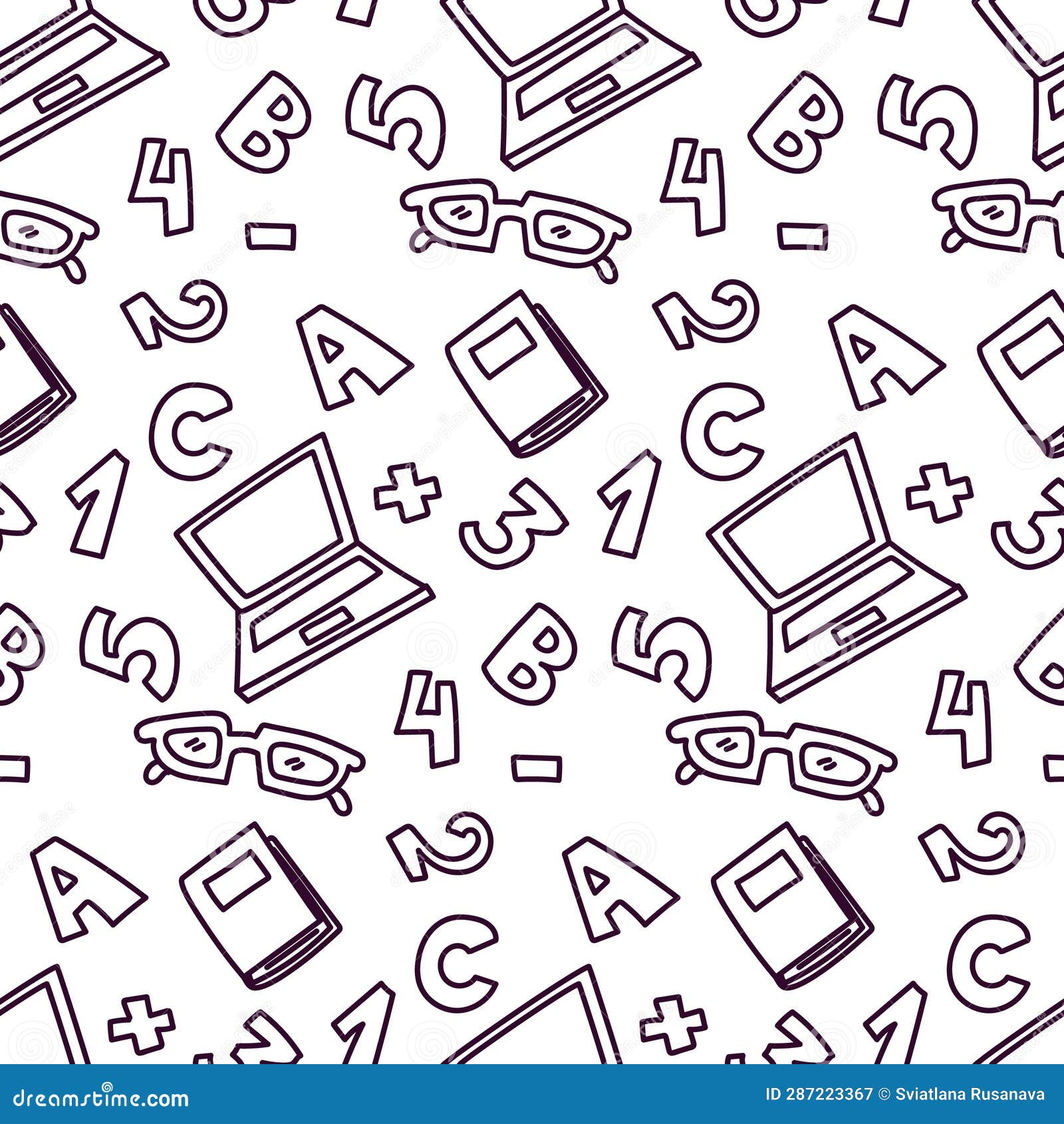 Pattern on the Topic of Education School Books, Computer, Numbers in ...