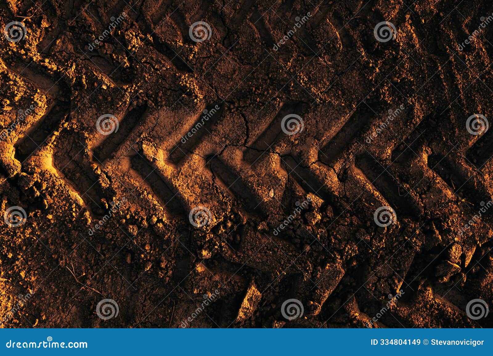 Pattern of Tractor Tire Track Imprint in Dirt Road Dried Muddy Ground ...