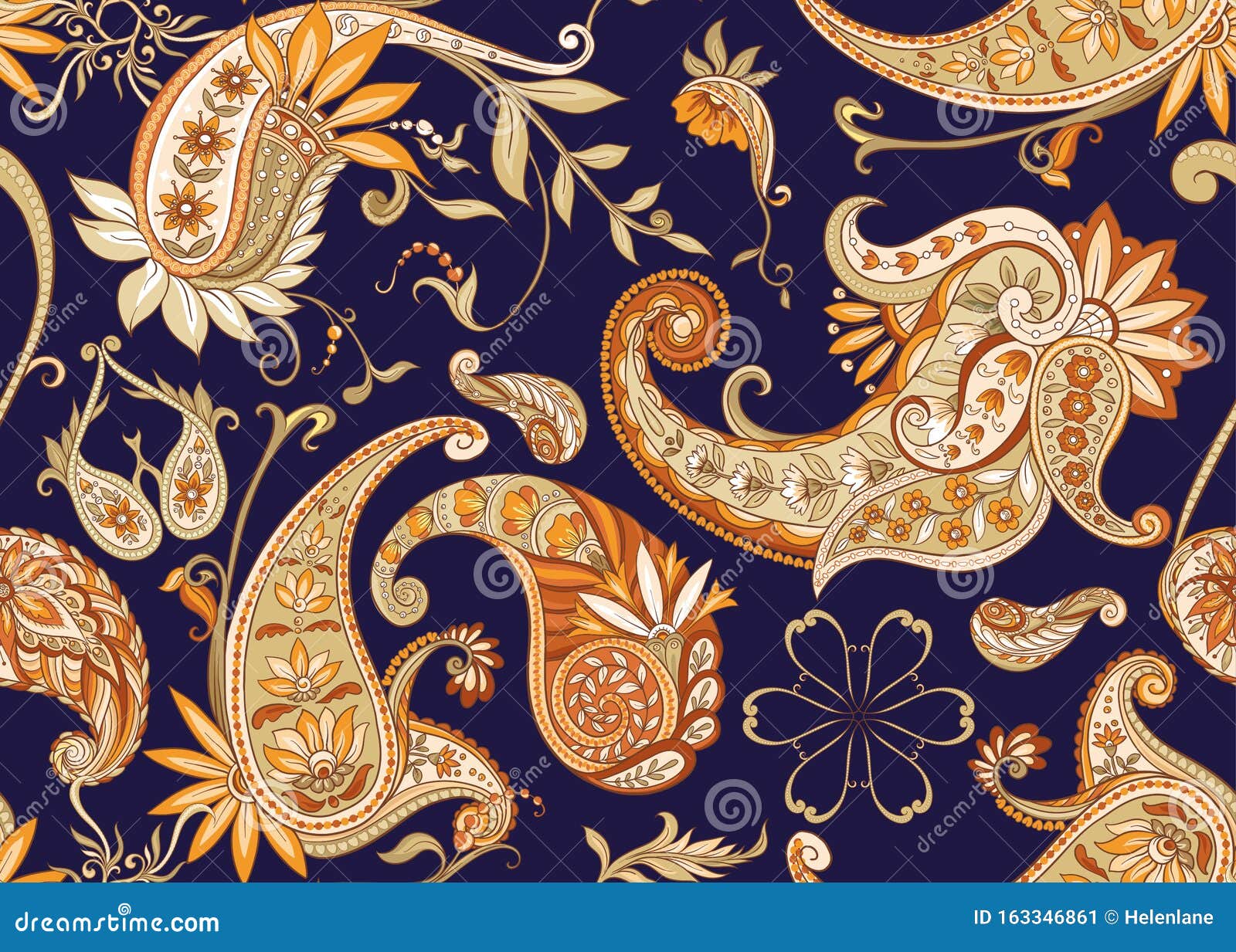 Pattern with Traditional Paisley. Floral Vector Stock Vector ...