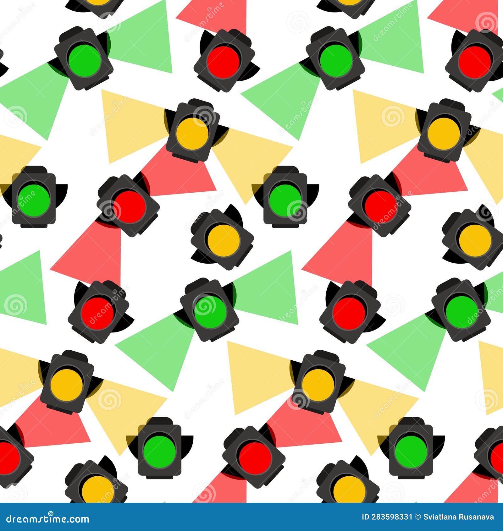 A Pattern with Traffic Lights and Different Burning Colors. Seamless ...