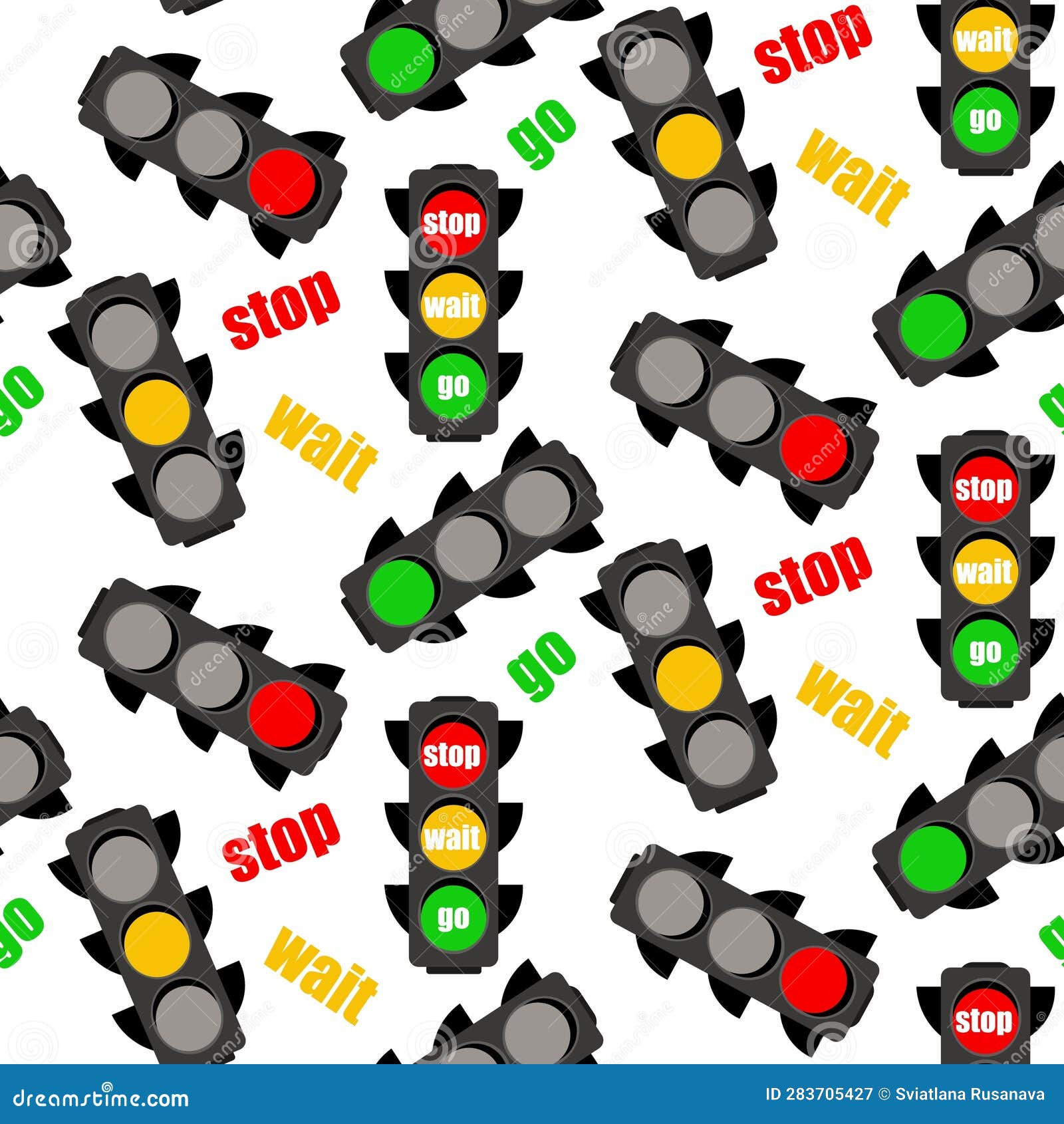 A Pattern with Traffic Lights and Different Burning Colors. Seamless ...