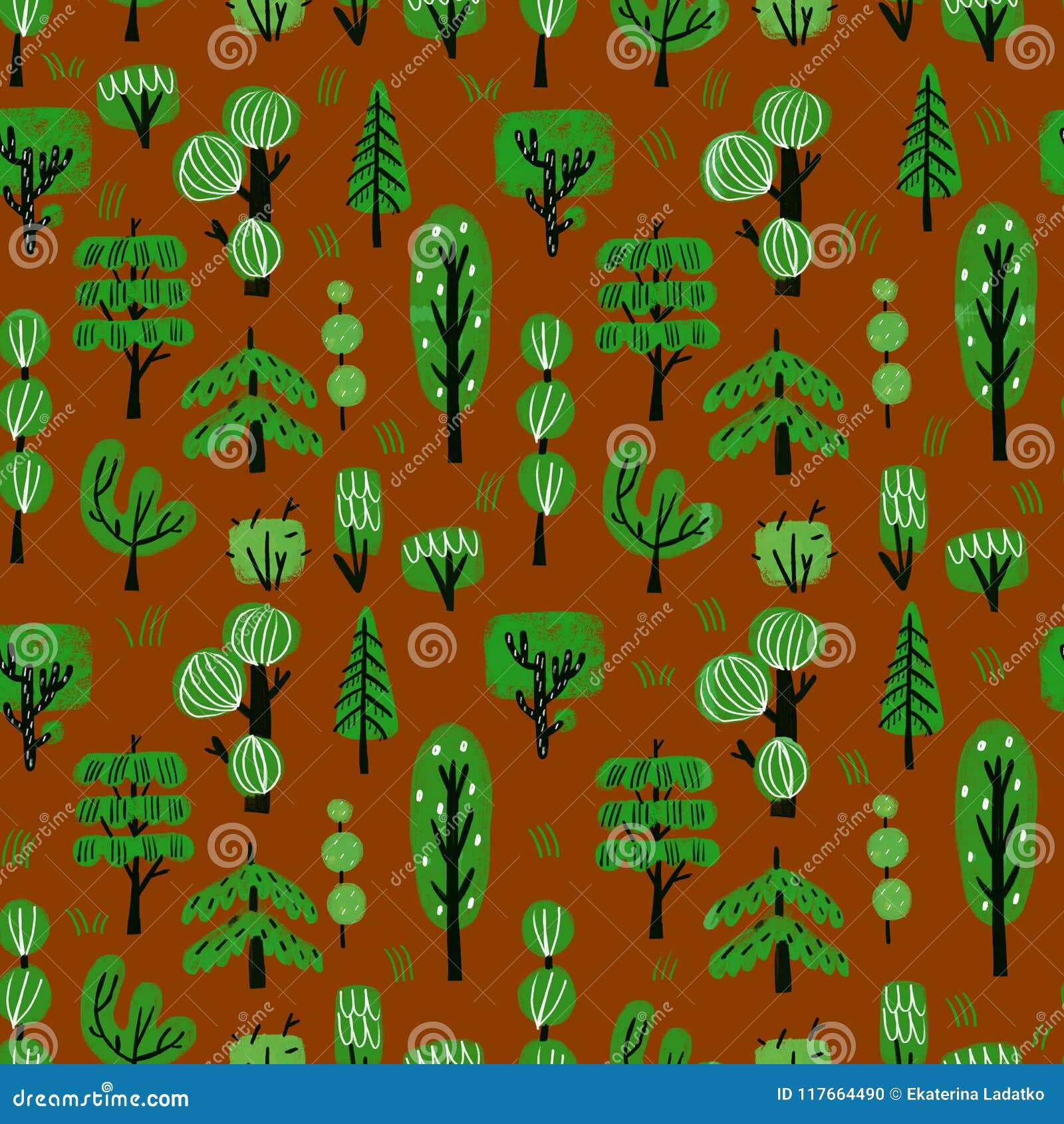 Pattern with trees stock illustration. Illustration of pattern - 117664490
