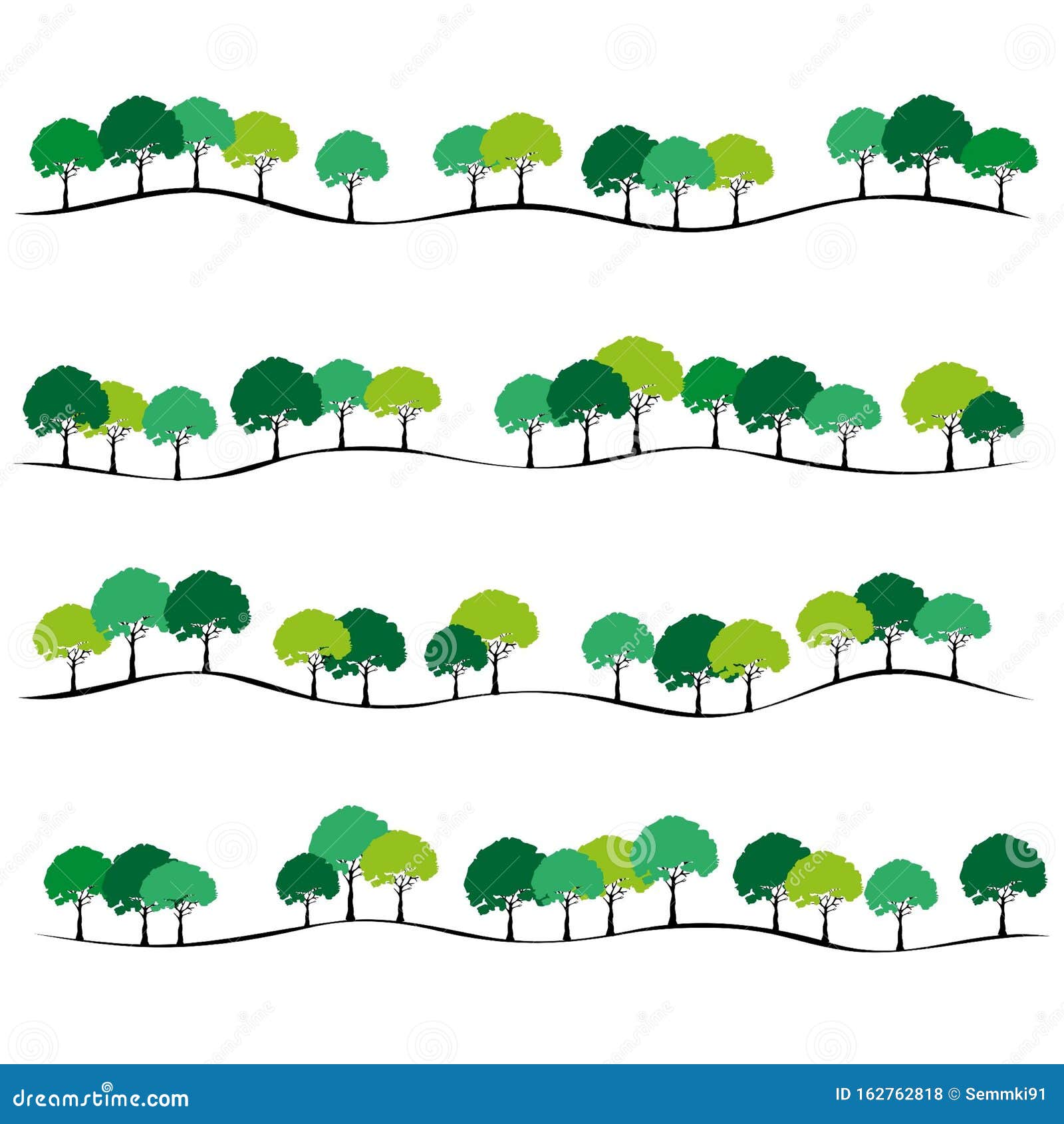 Pattern of Trees, Row of Trees Stock Illustration - Illustration of ...