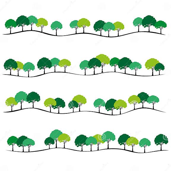 Pattern of Trees, Row of Trees Stock Illustration - Illustration of ...