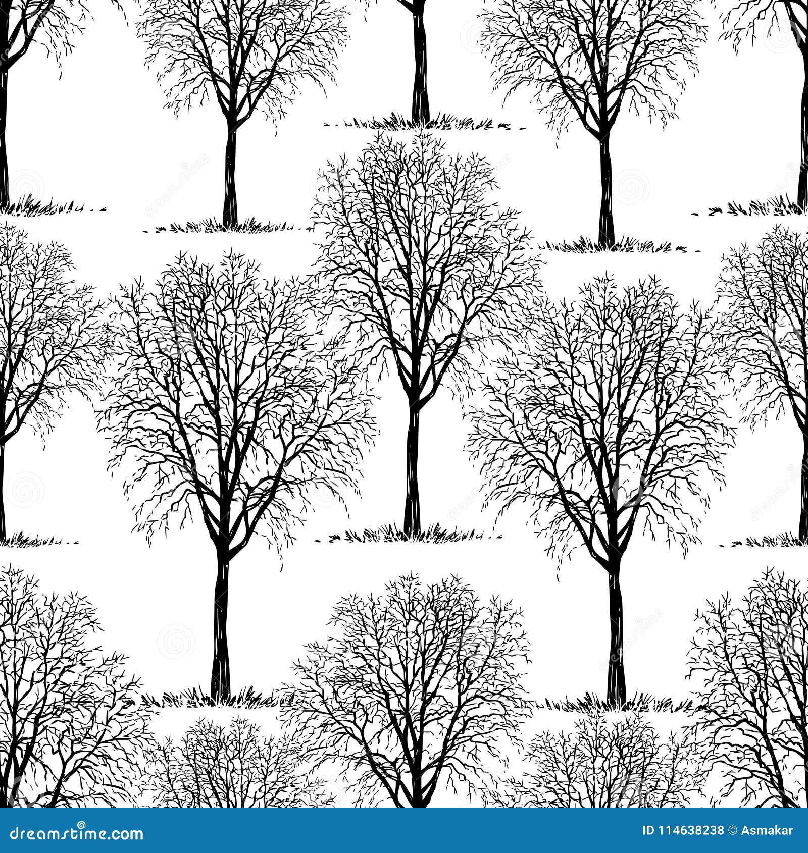 Pattern of the Trees Silhouettes Stock Vector - Illustration of ...