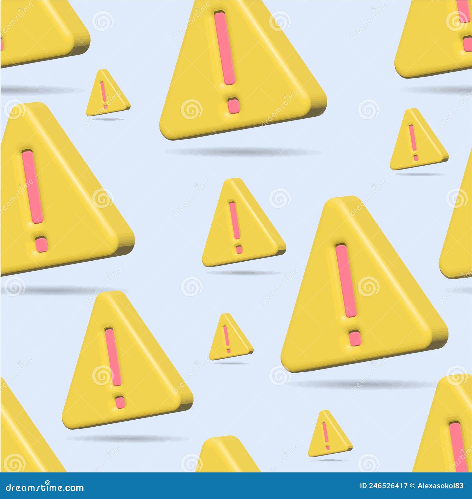 Pattern of Triangle Warnings Symbols on Blue Background. Error Alert ...