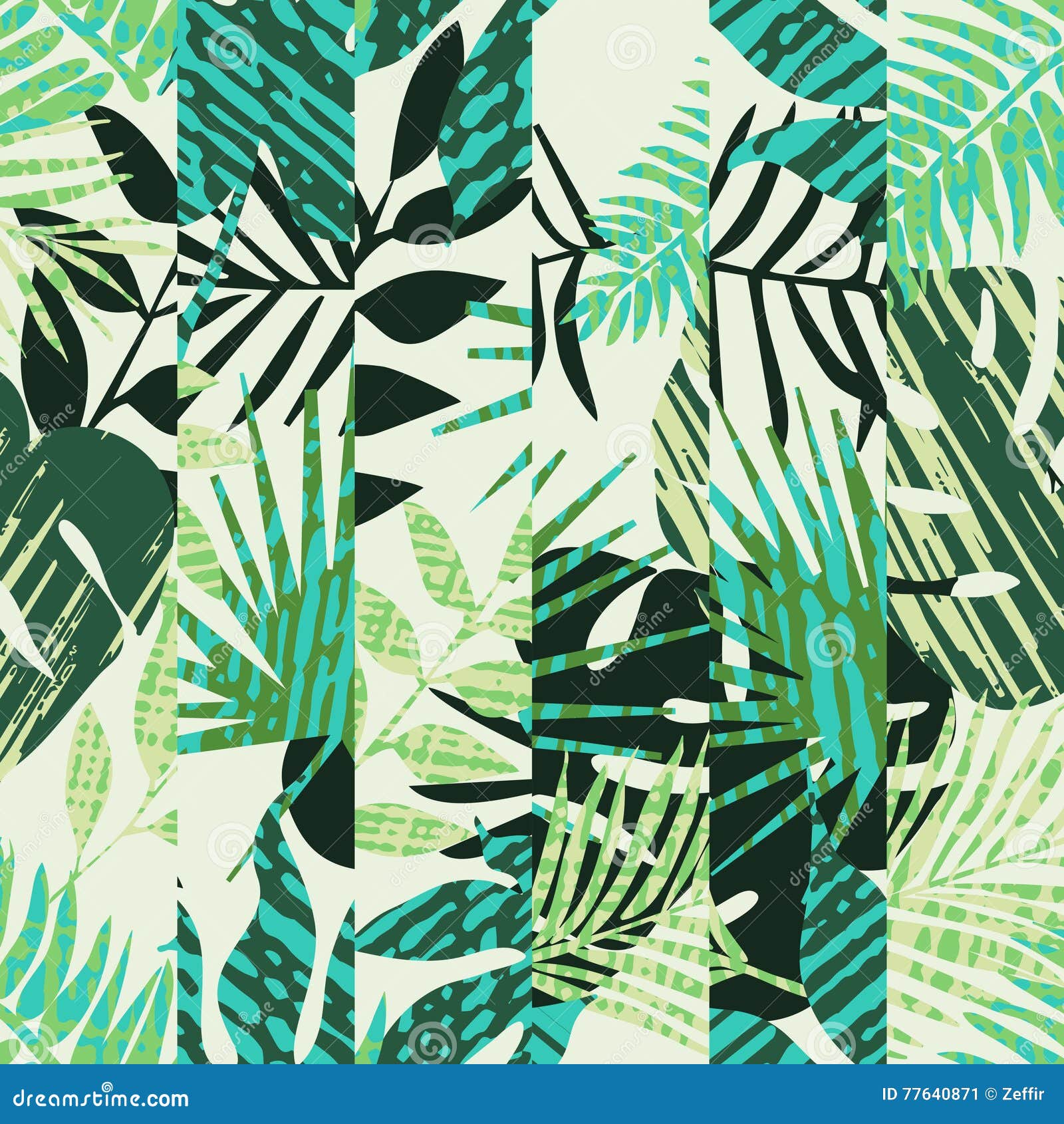 Pattern with Tropical Leaves Stock Vector - Illustration of leaf, decor ...