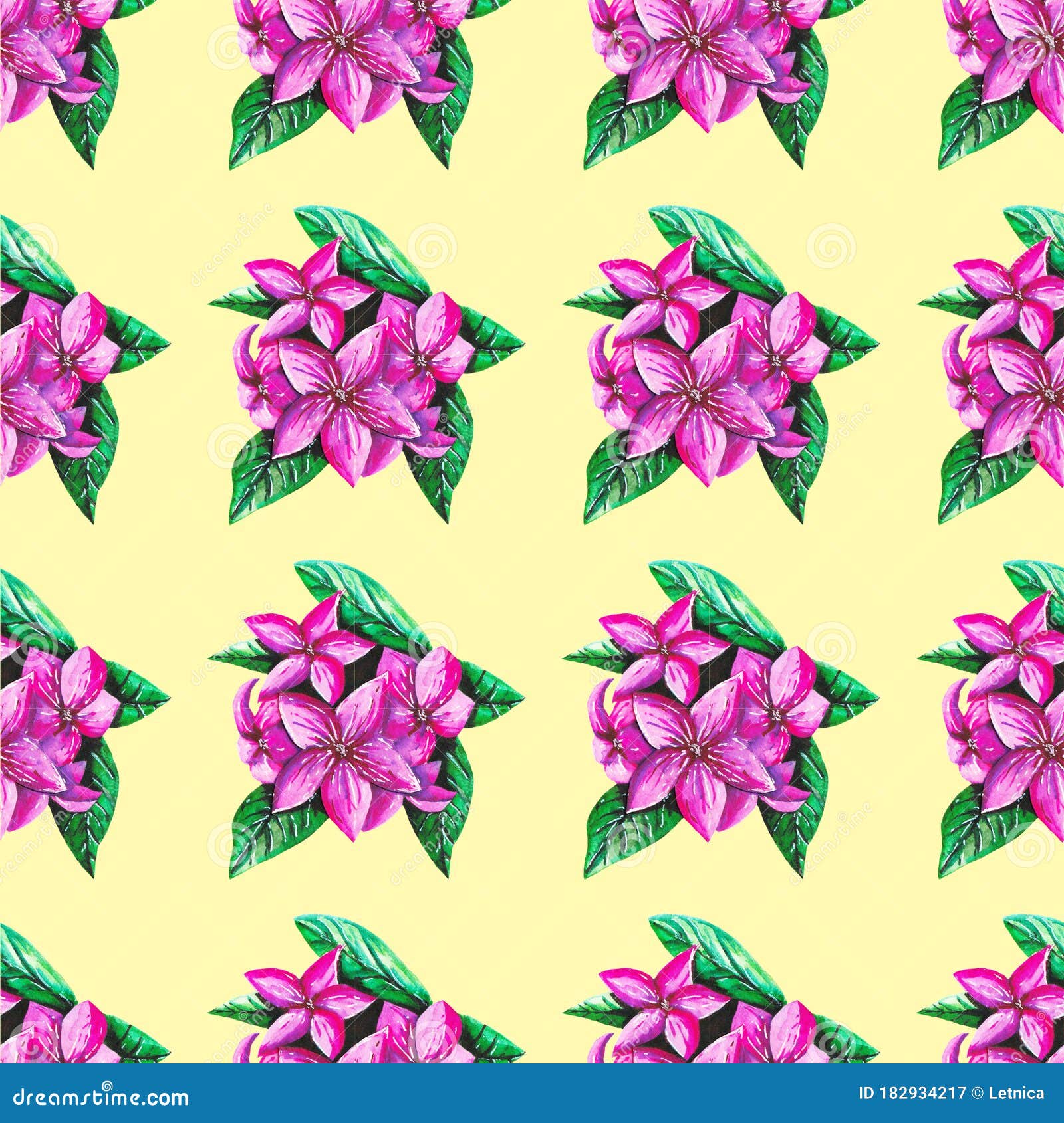 Pattern Tropical Pink Flowers Stock Illustration - Illustration of ...