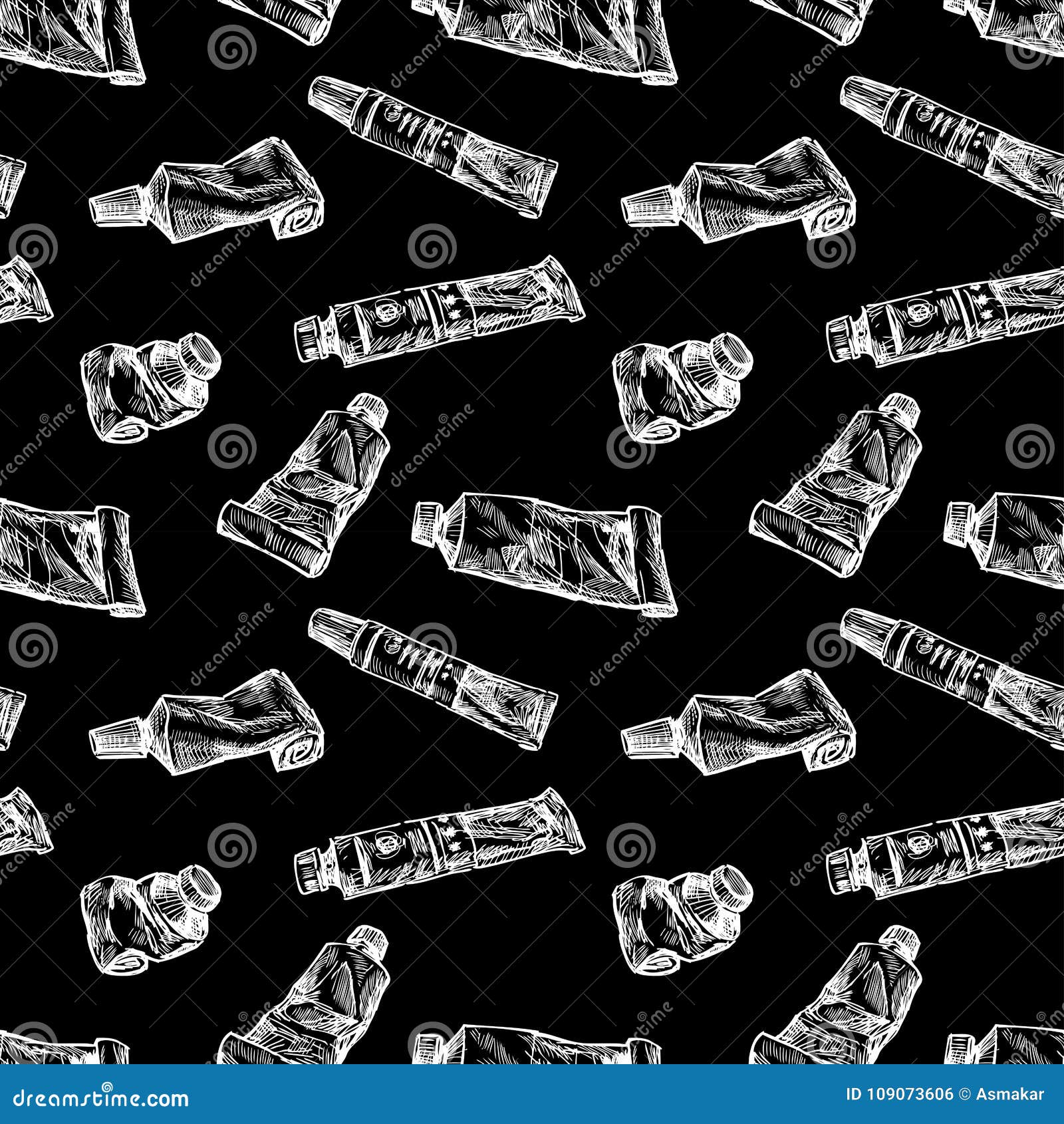 Pattern of Tubes of Art Paint Stock Vector - Illustration of contour ...