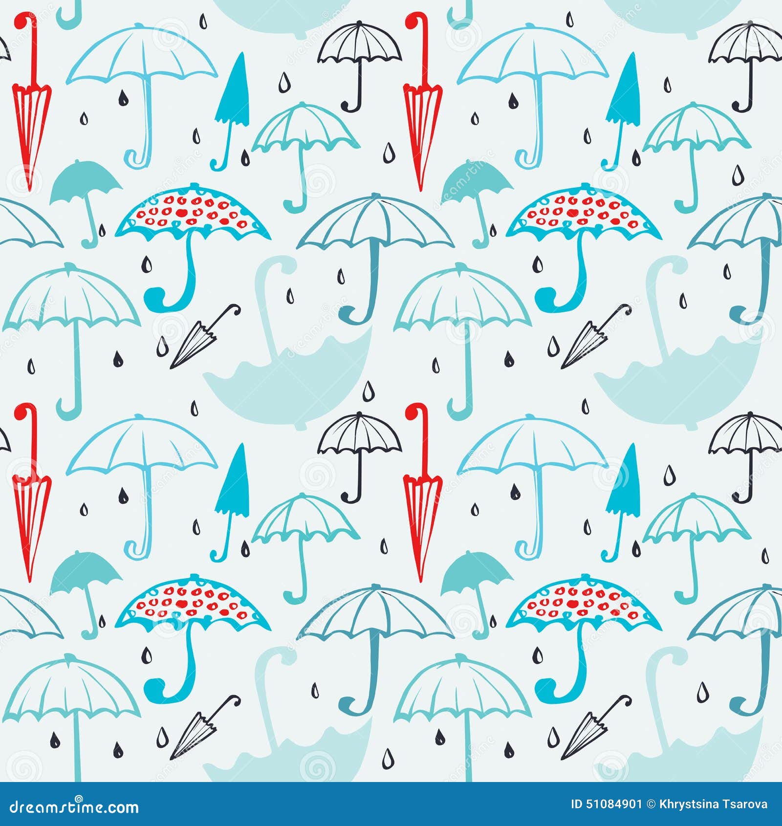 Pattern of Umbrellas and Drops 2 Stock Vector - Illustration of play ...