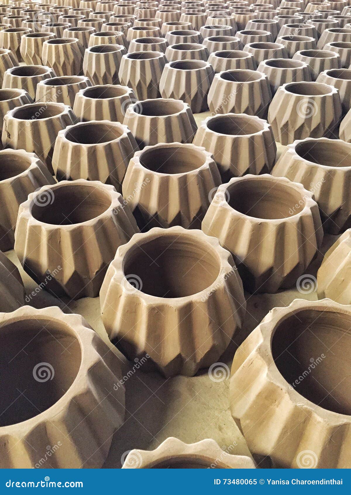 Pattern of Unfinished Clay Pots in Pottery Factory. Stock Image - Image ...