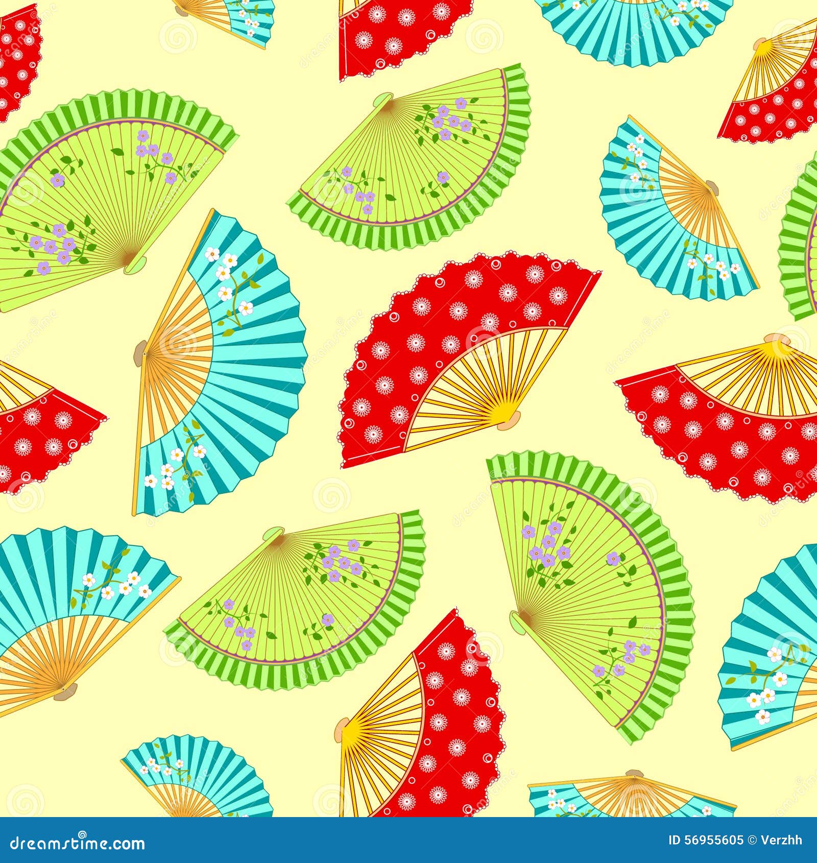 Pattern with the Varied Japanese Fans Stock Vector - Illustration of ...