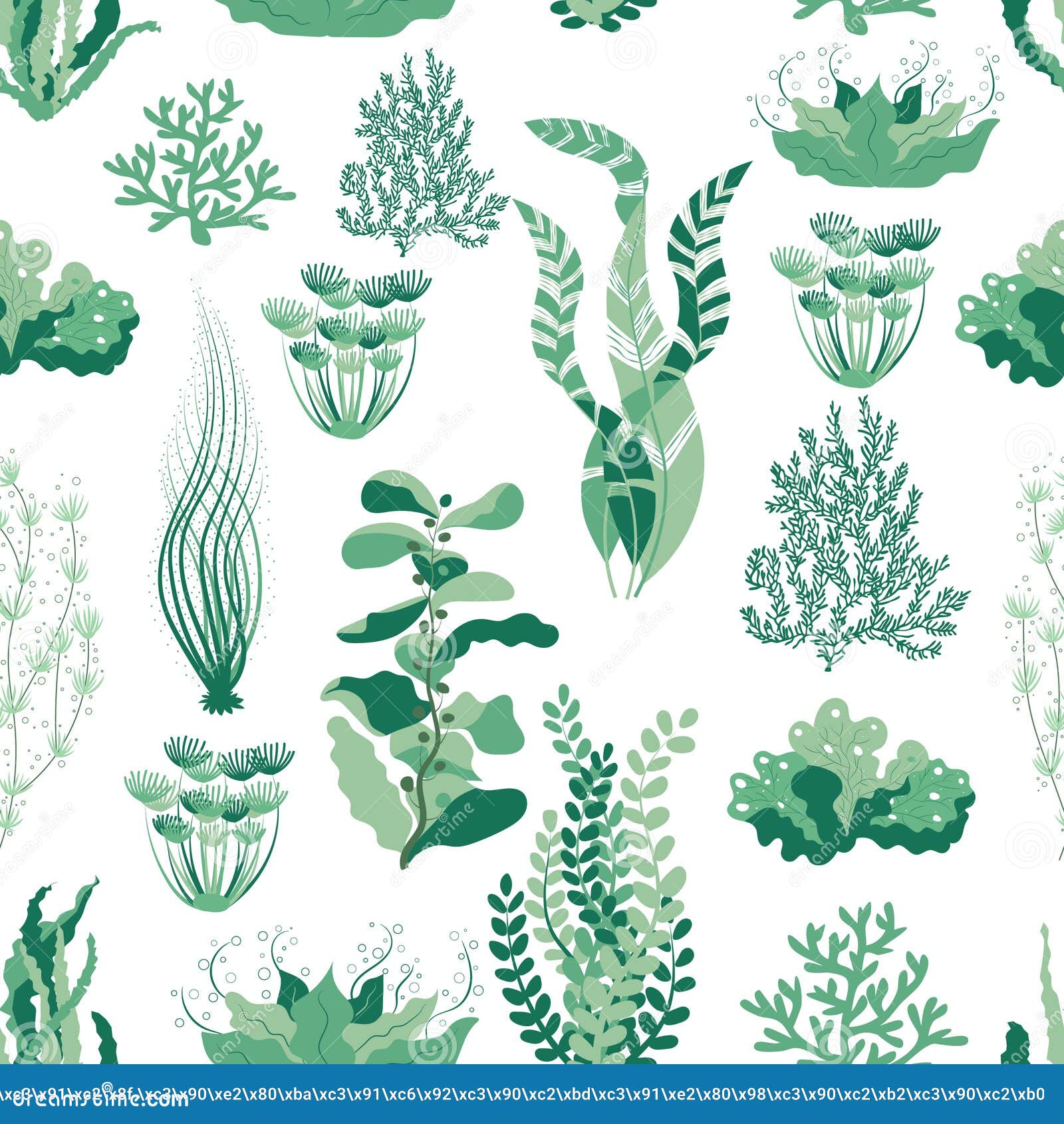 Pattern with various algae stock vector. Illustration of texture ...