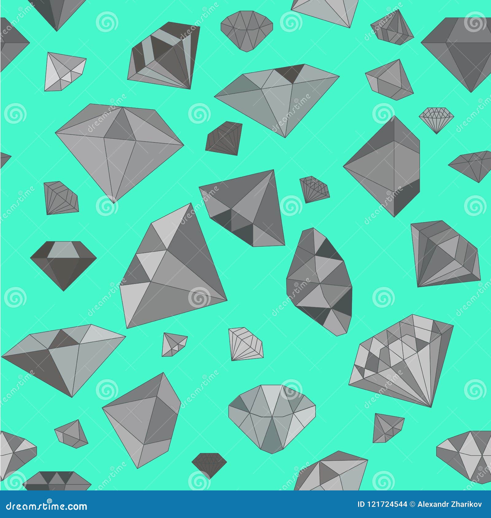The Pattern of Various Gems on a Bright Background Stock Illustration ...